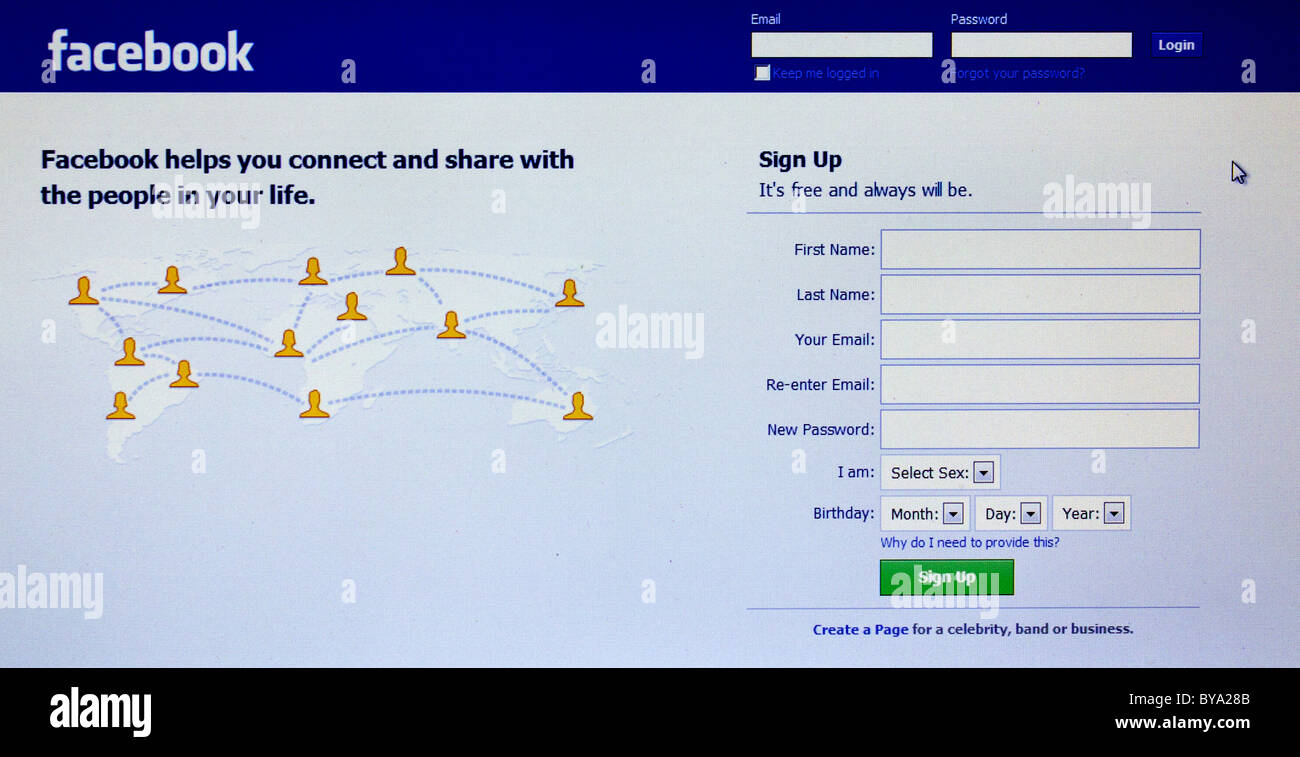 Facebook screen page Stock Photo - Alamy