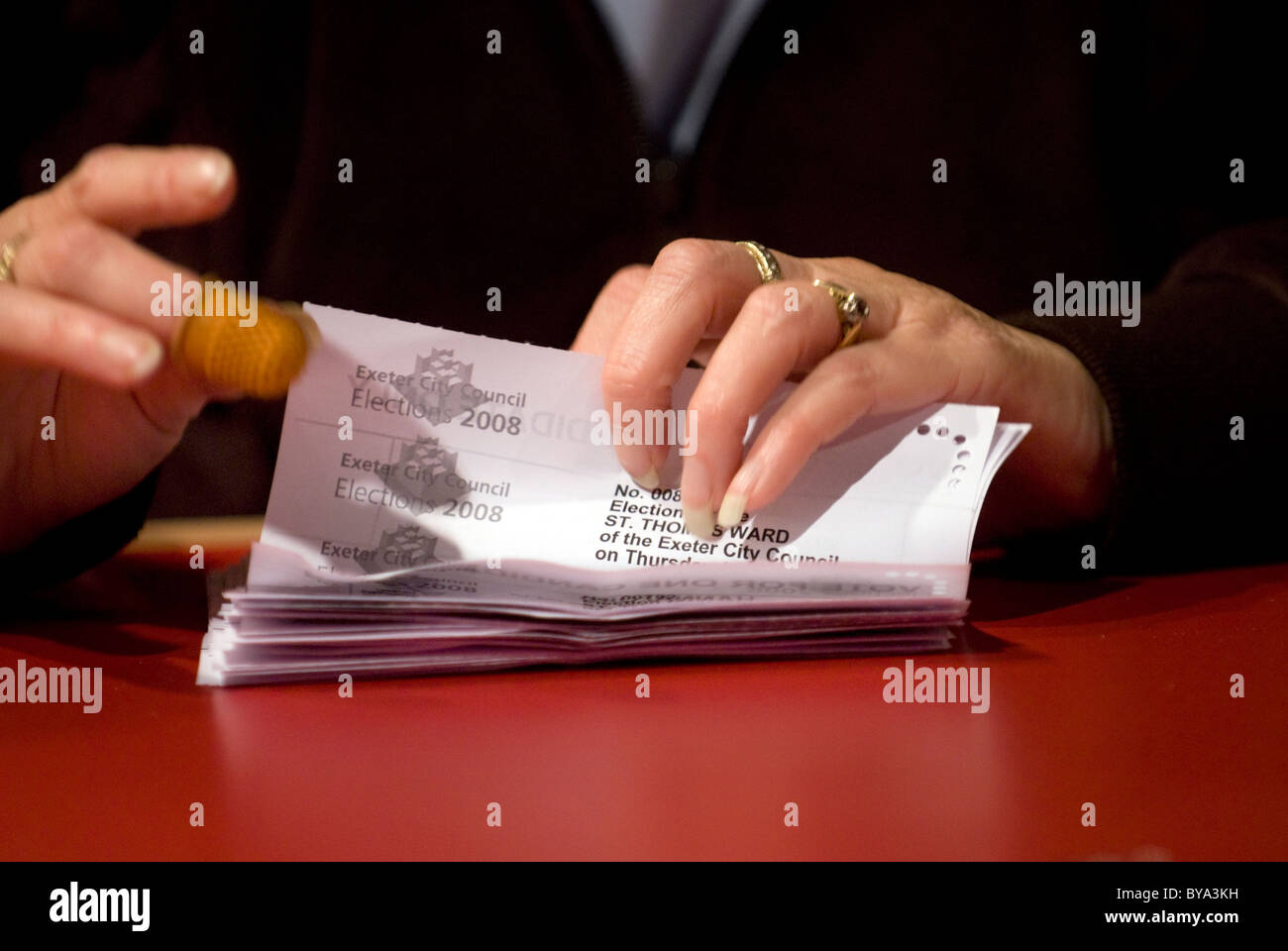 Counting votes at election in Exeter, UK Stock Photo - Alamy