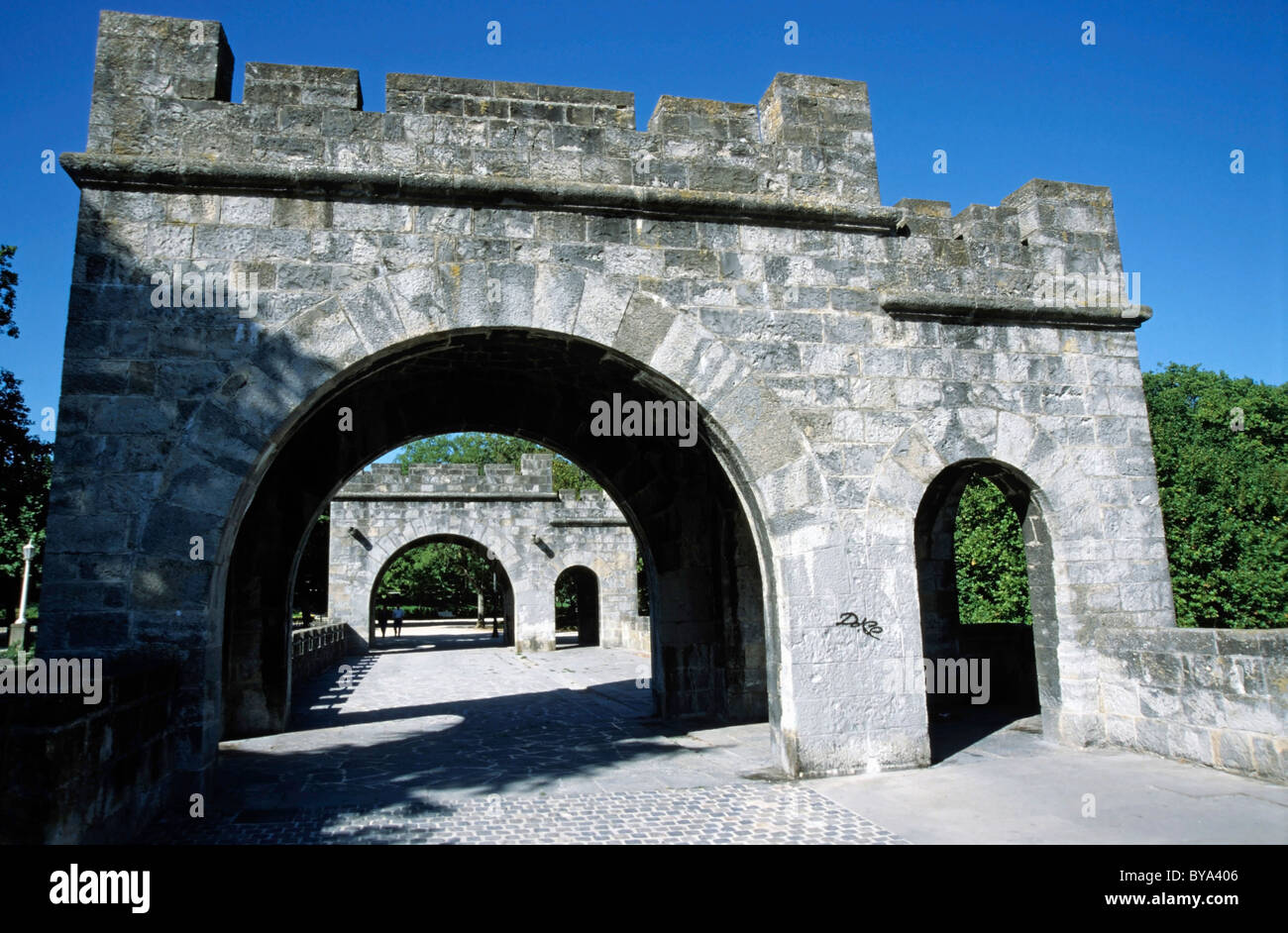 Main gate of the ramparts, Pamplona, Spain Stock Photo - Alamy