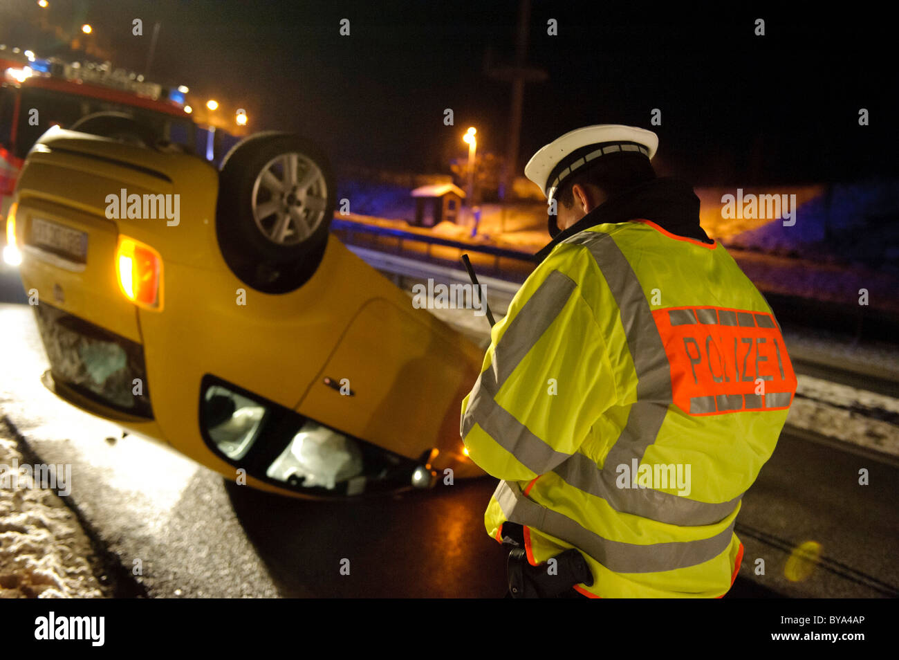 Overturned police car hi-res stock photography and images - Alamy