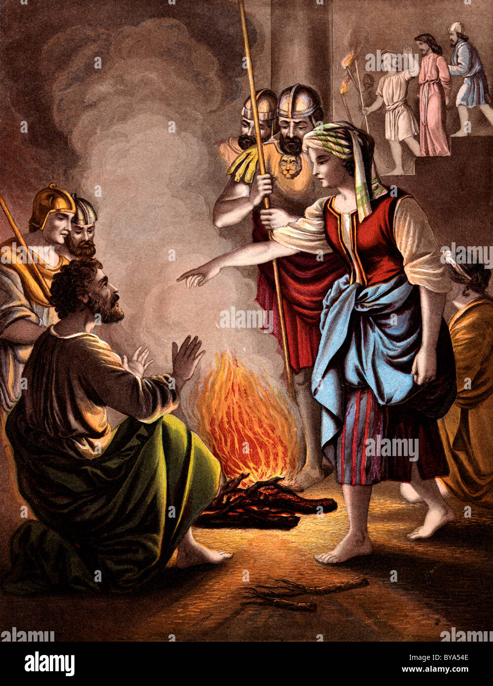 Bible Stories Illustration Of Peter Denying His Lord (Gospel Stock ...