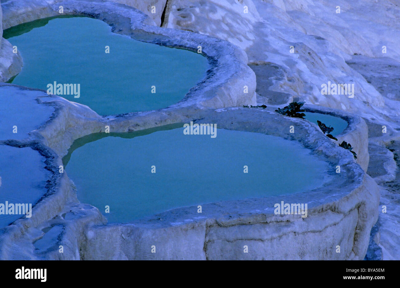 Turkey pamukkale the cotton castle detail of a pool at sunset Stock ...