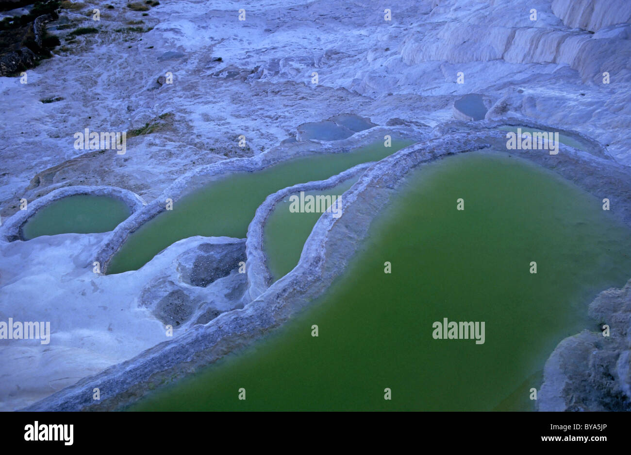 Turkey pamukkale the cotton castle detail of a pool at sunset Stock ...