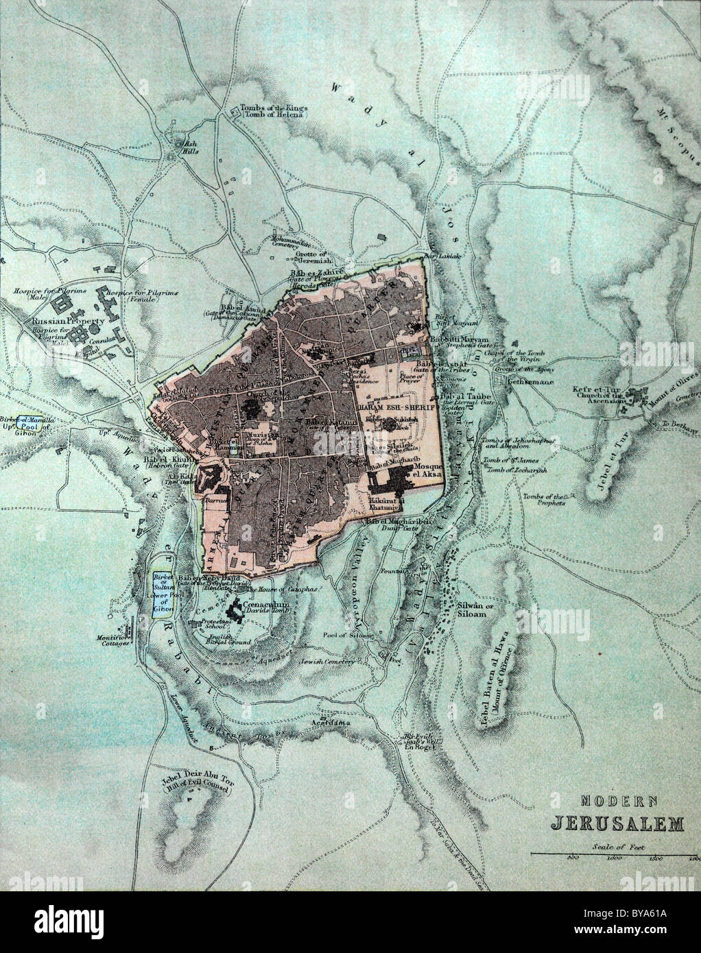 Map Showing Jerusalem In An Old Bible Stock Photo - Alamy