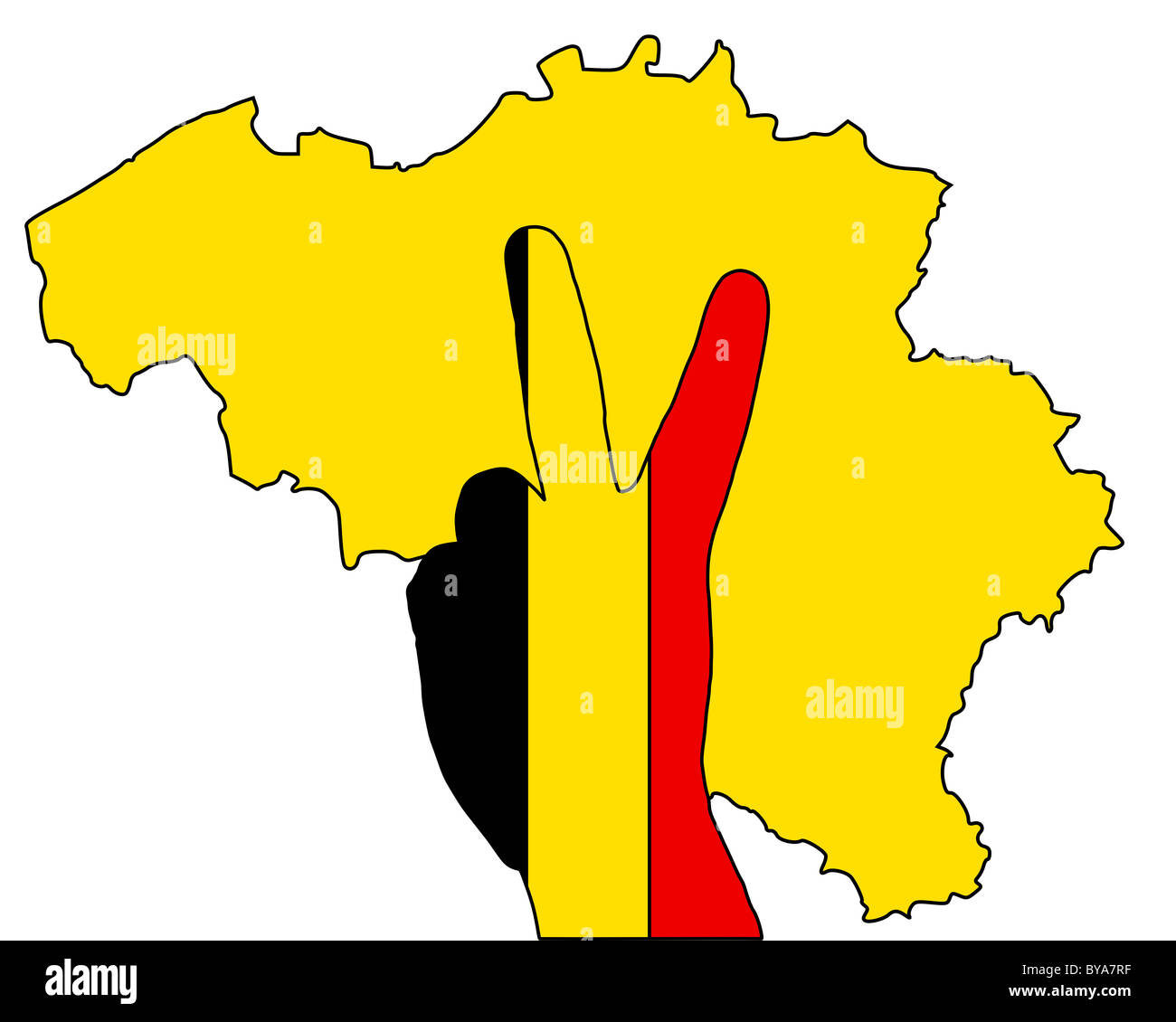 Belgian hand signal Stock Photo - Alamy