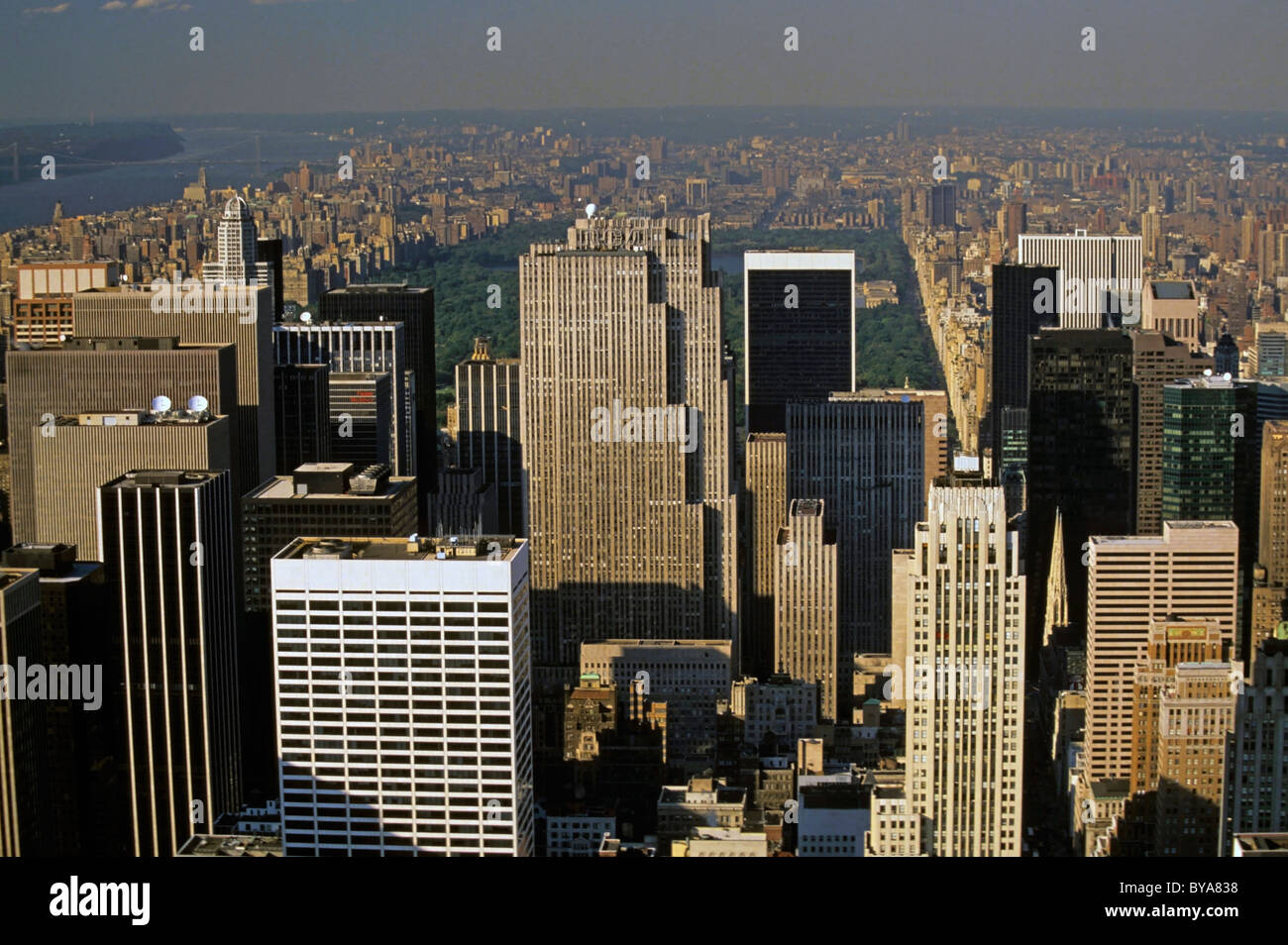 GE Building and Central Park seen from the Empire State Building ...