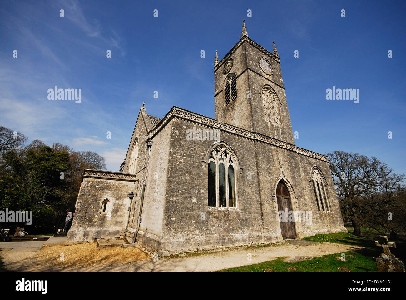 Saint Nicholas church at Moreton with its engraved glass chancel ...