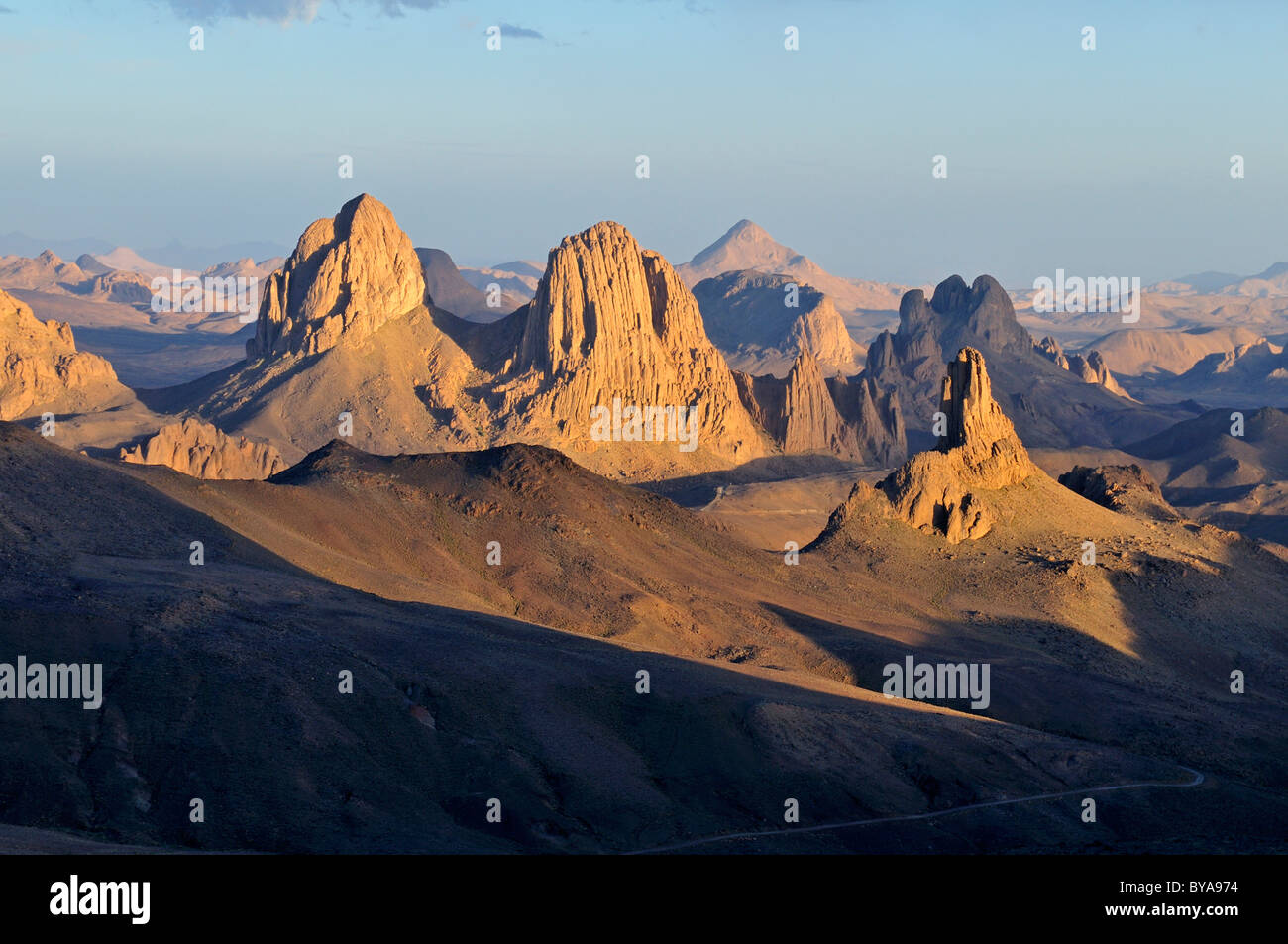 View from Assekrem over the volcanic landscape of Atakor, Hoggar ...