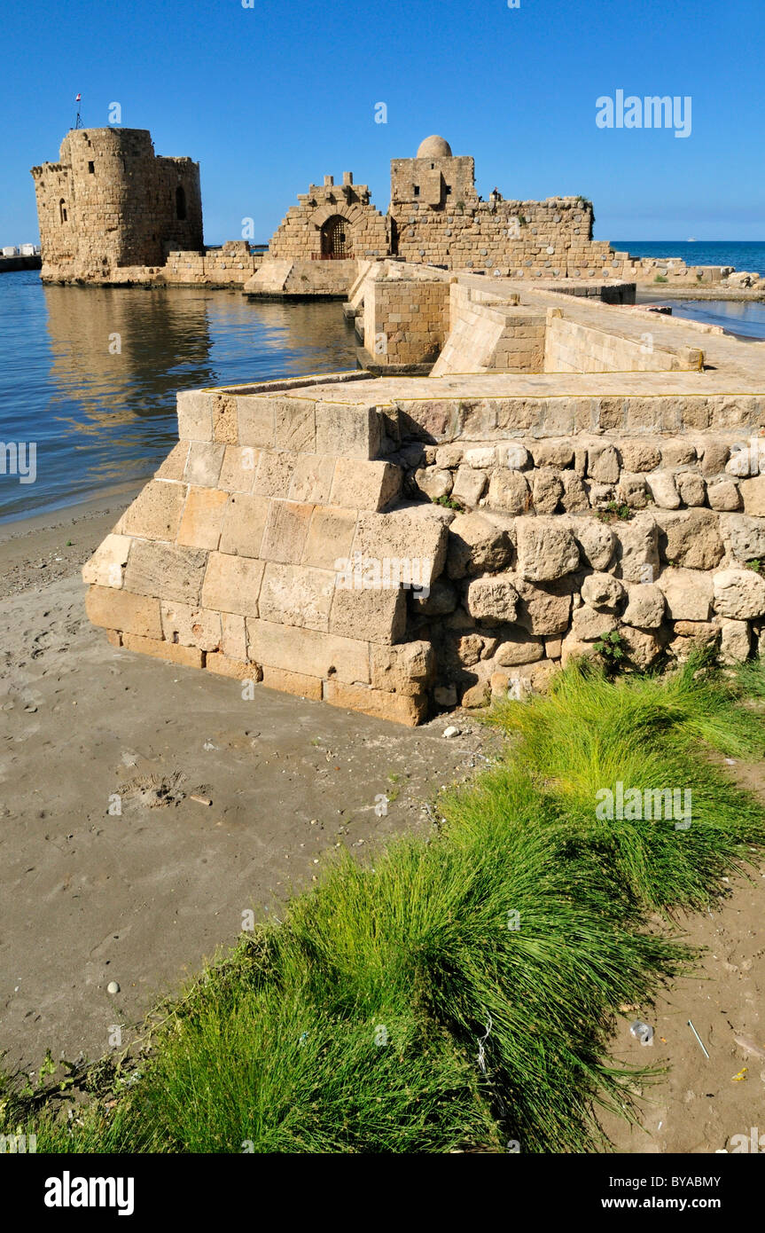 Historic Crusader castle at Sidon, Saida, Lebanon, Middle East, West ...
