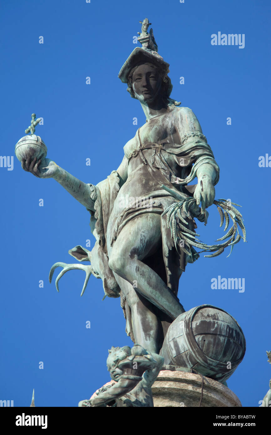 Statue of Tellus Bavarica, Bavarian Diana, by Hubert Gerhard, pre 1589, on the Hofgarten Temple ...