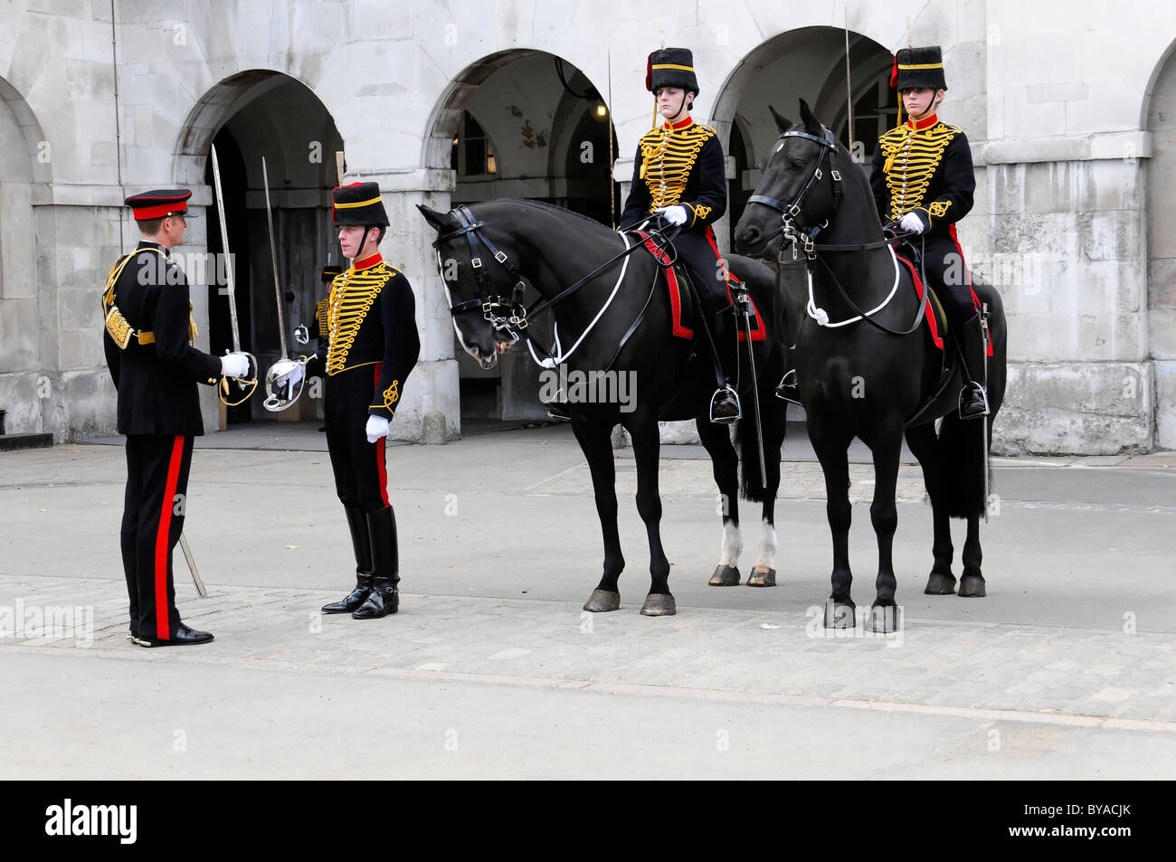 Guards standing in front of Horse Guards, entrance to St. James Palace ...