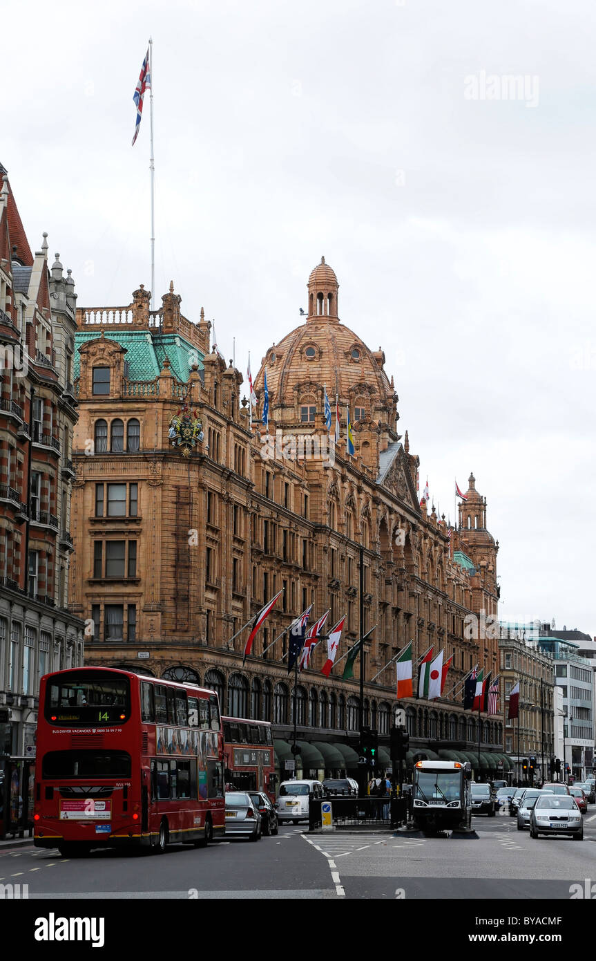 Front view, Harrods luxury department store, London, England, United ...