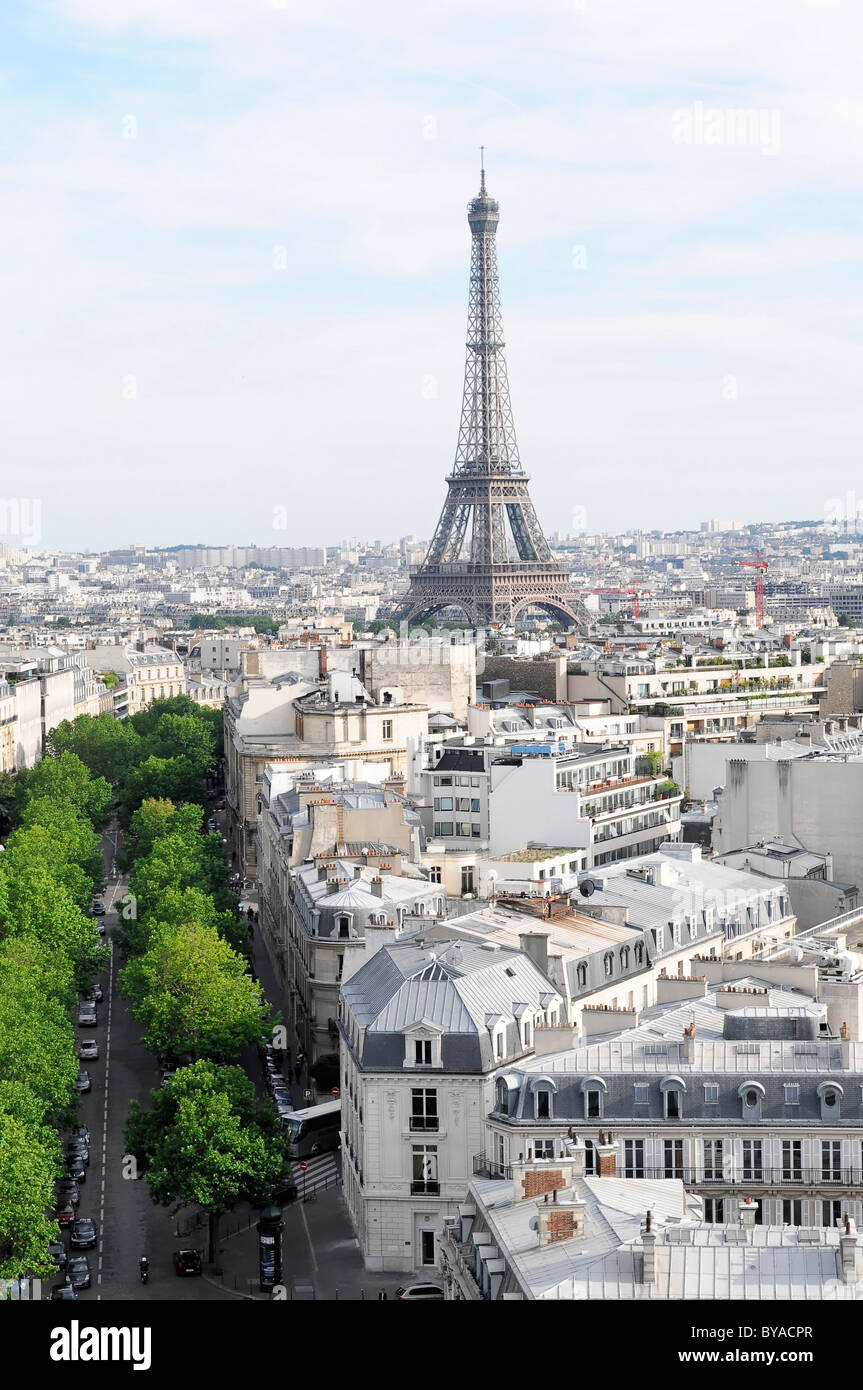 Cityscape, Eiffel Tower, as seen from the Arc de Triomphe, Paris ...