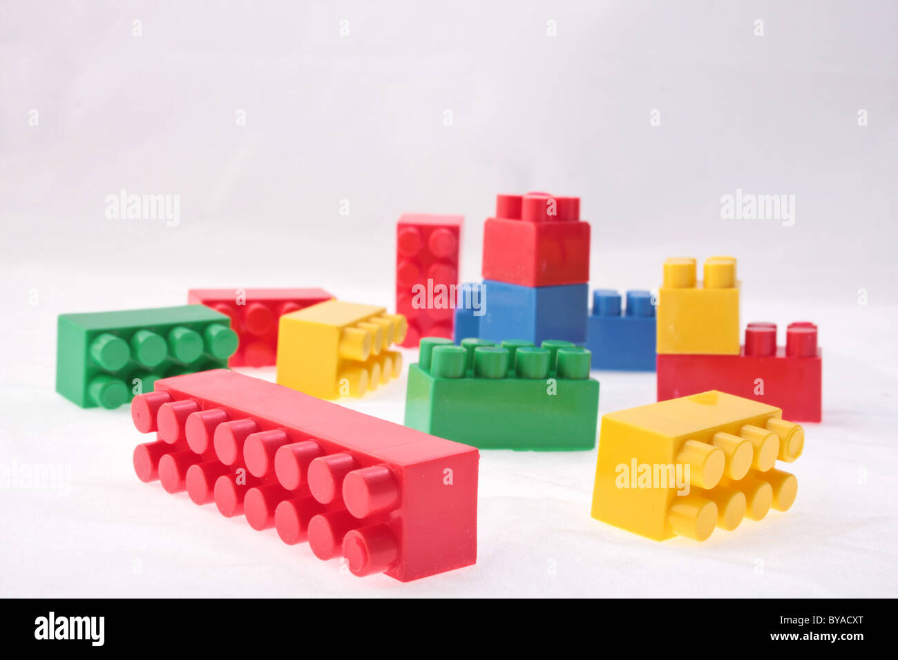pile of coloured toy building bricks Stock Photo - Alamy