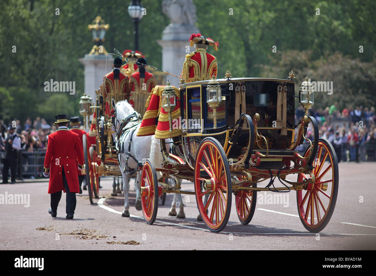 Royal carriages after the State opening of Parliament, London Stock ...