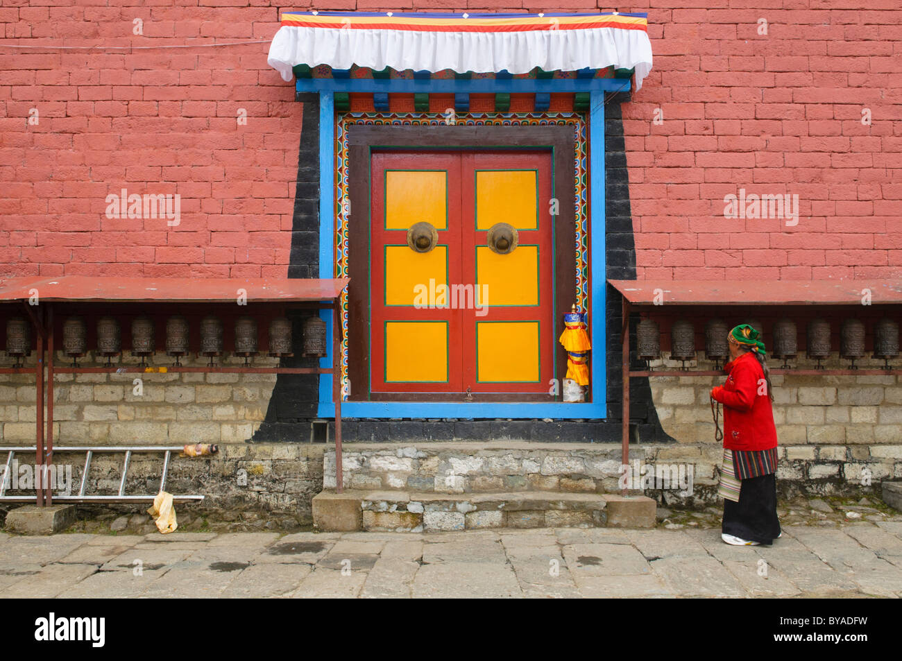 Sherpa Tibetan pilgrim at the Mani Rimdu Festival at Tengboche ...