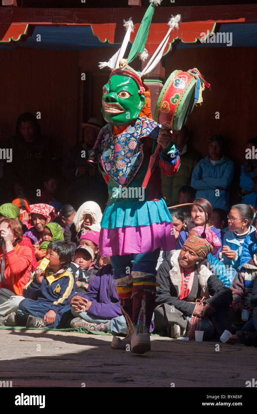masked monk dancing at the Mani Rimdu Festival at Tengboche Monastery ...