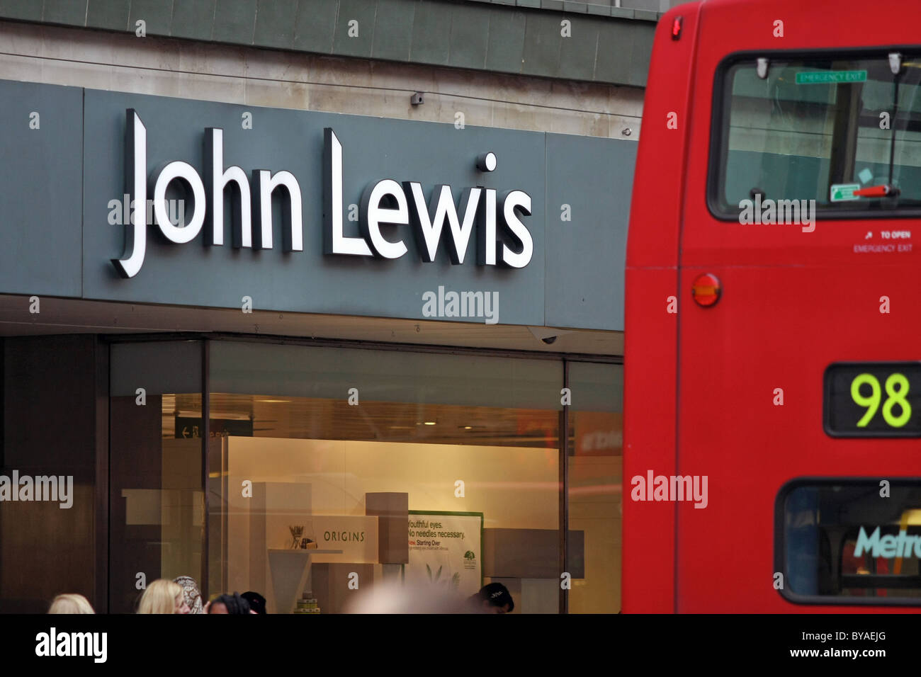 One of the John Lewis signs on their department store in Oxford Street ...