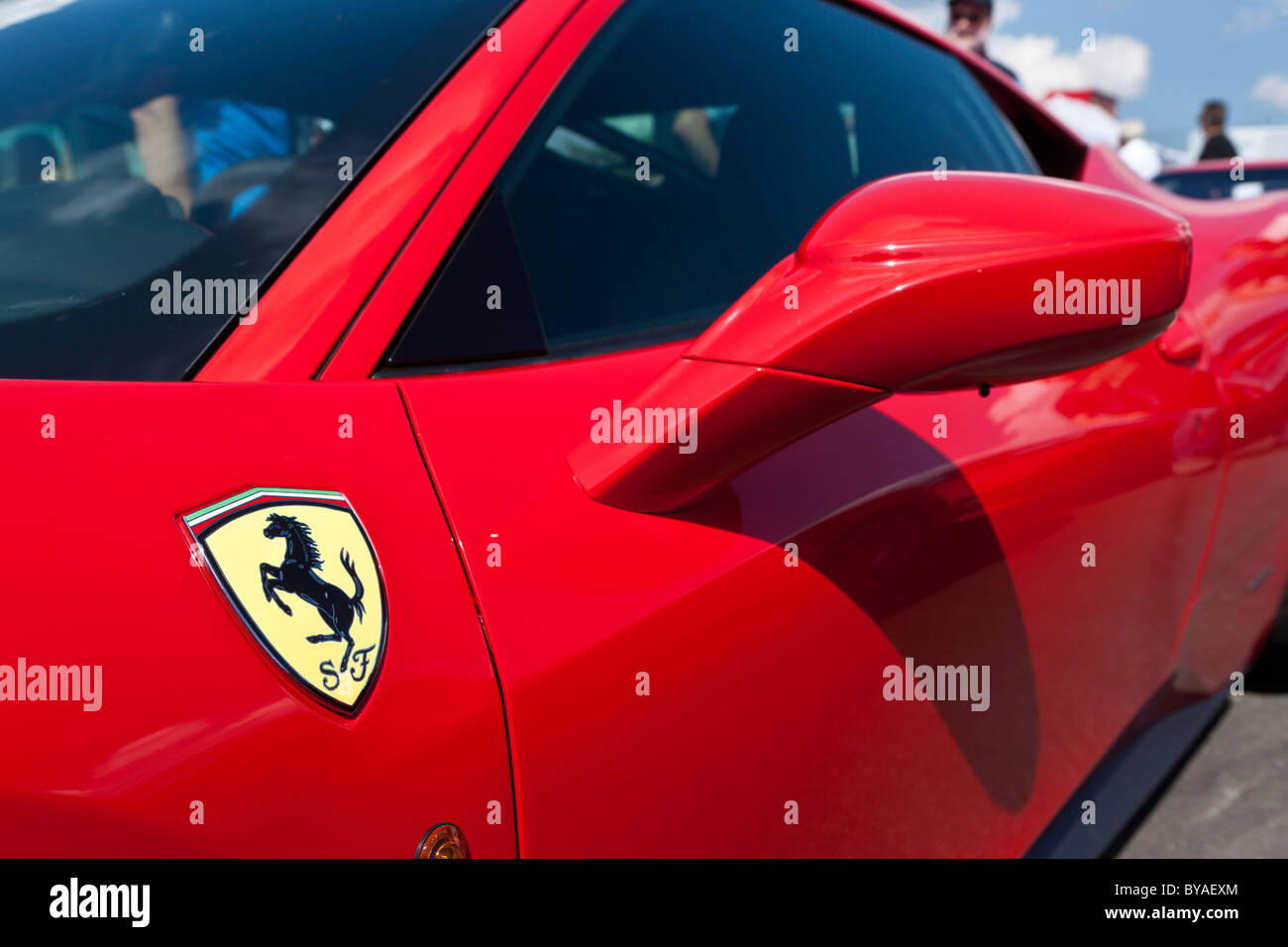 Ferrari logo and door mirror Stock Photo - Alamy