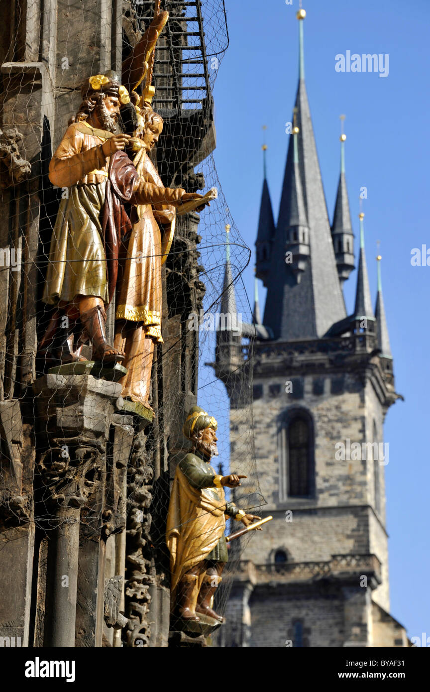 Allegorical statues on the Prague Astronomical Clock on the clock tower ...