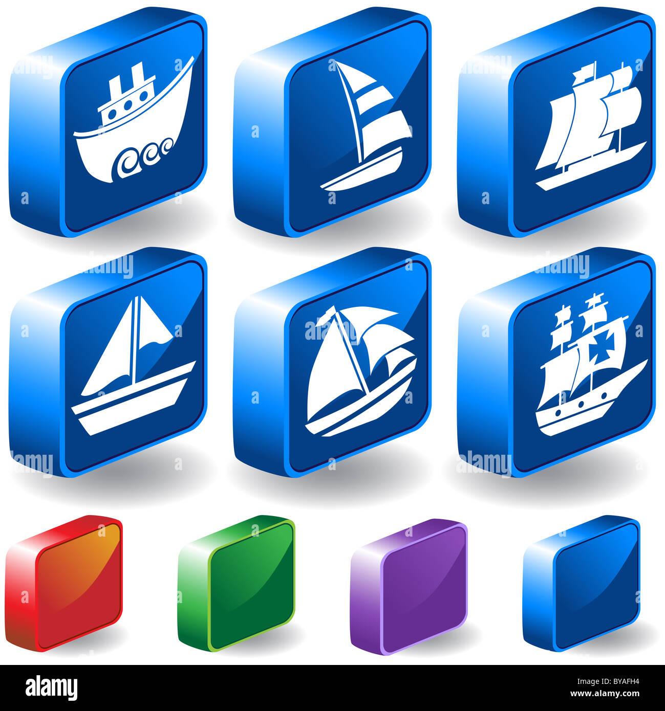Set of 6 3D Nautical Buttons Stock Photo - Alamy