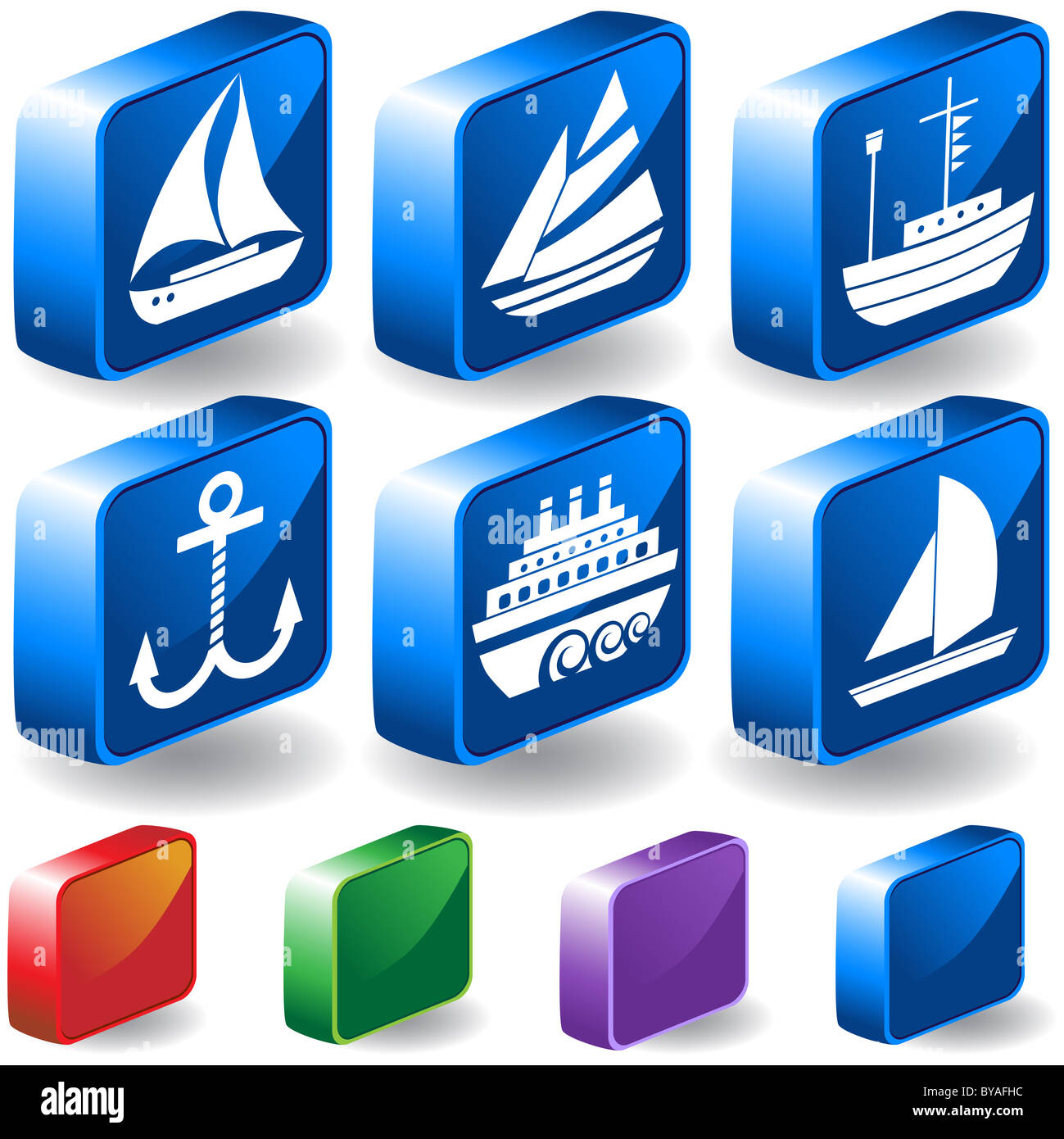 Set of 6 3D Nautical Buttons Stock Photo - Alamy