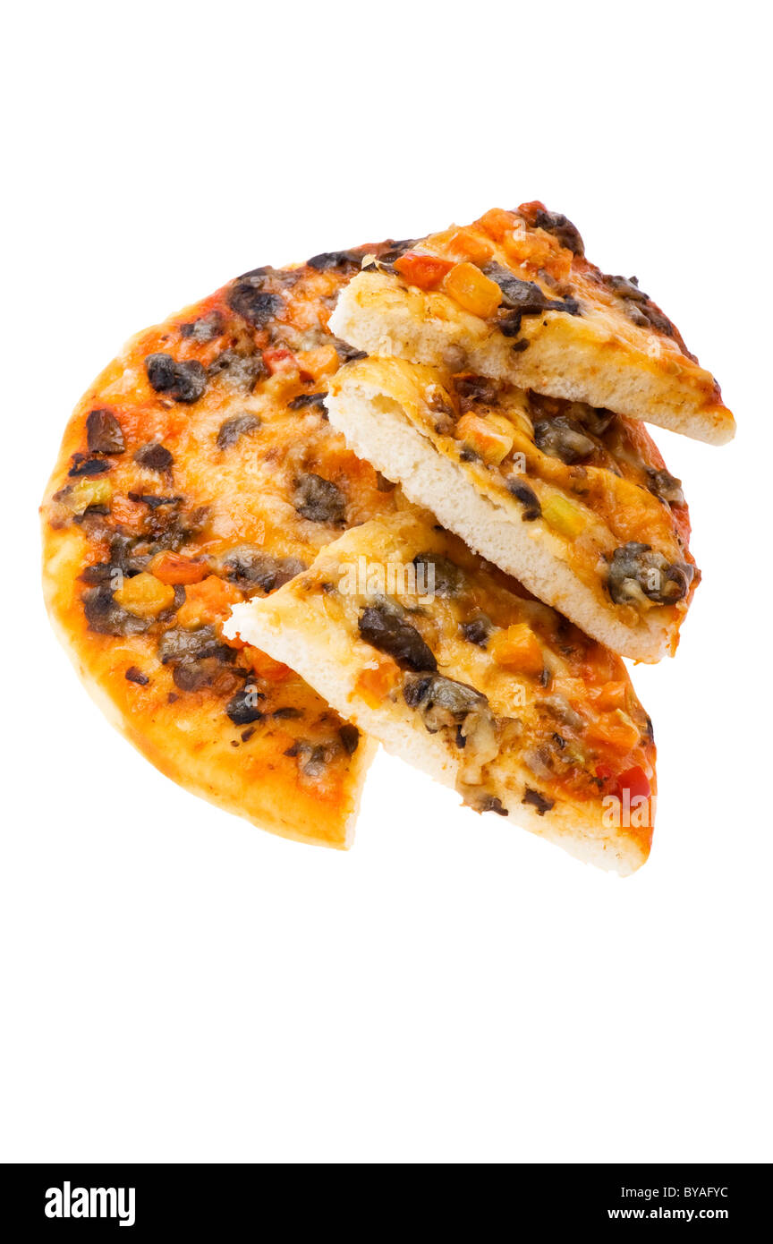 object on white - food sliced pizza Stock Photo - Alamy