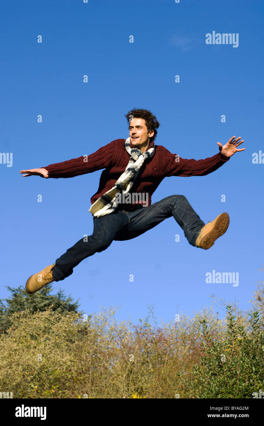 Man jumping in air Stock Photo - Alamy