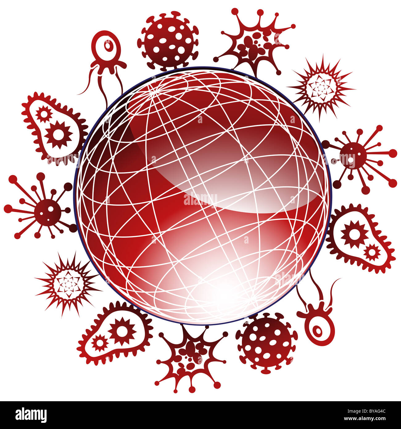 Image showing viruses occurring across a 3D globe Stock Photo - Alamy