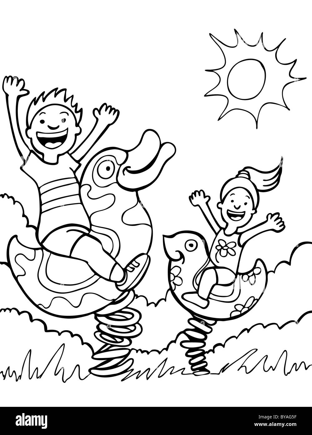 Girl having fun playing Black and White Stock Photos & Images - Alamy