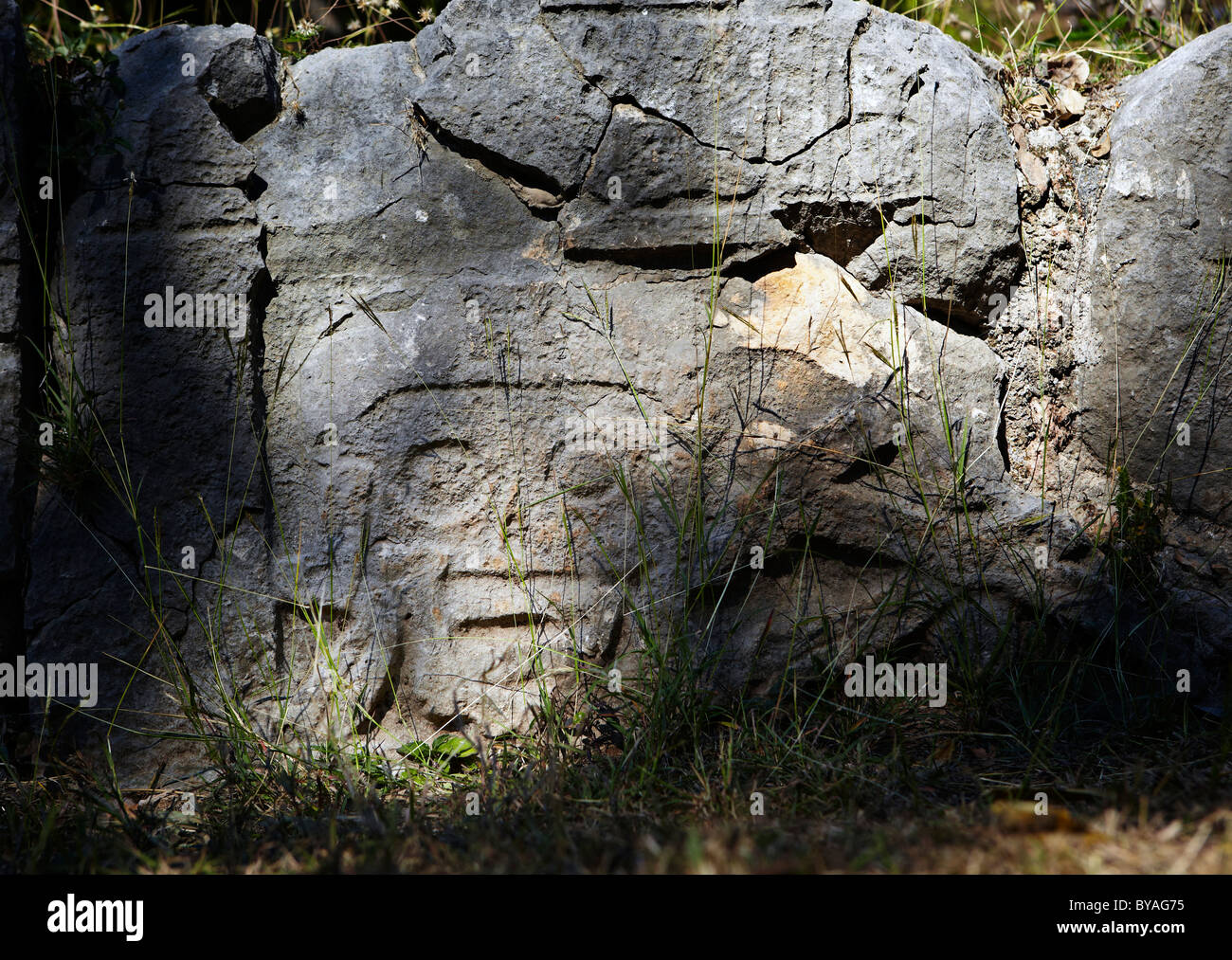 Wall detail at the archaeological site of Uxmal Yucatan State, Mexico ...