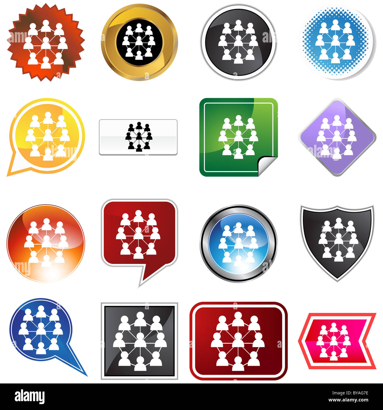 Extended network icon set isolated on a white background Stock Photo ...