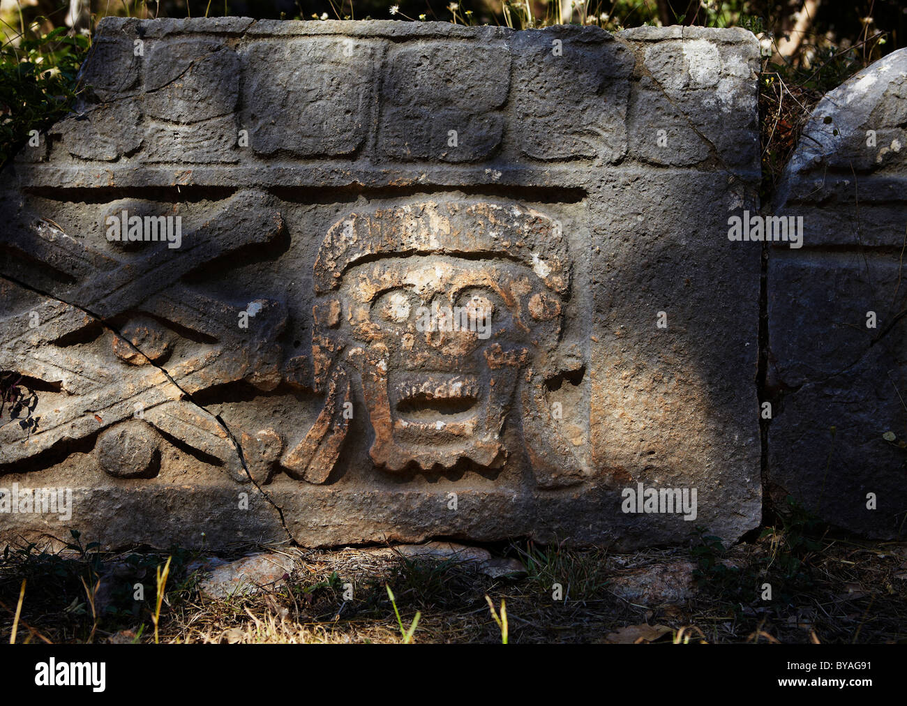 Wall detail at the archaeological site of Uxmal Yucatan State, Mexico ...