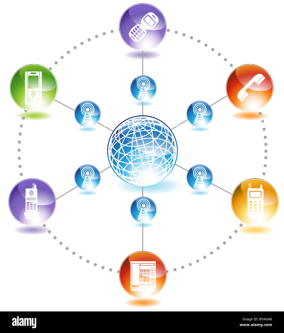 Image showing phone contact occurring globally Stock Photo - Alamy