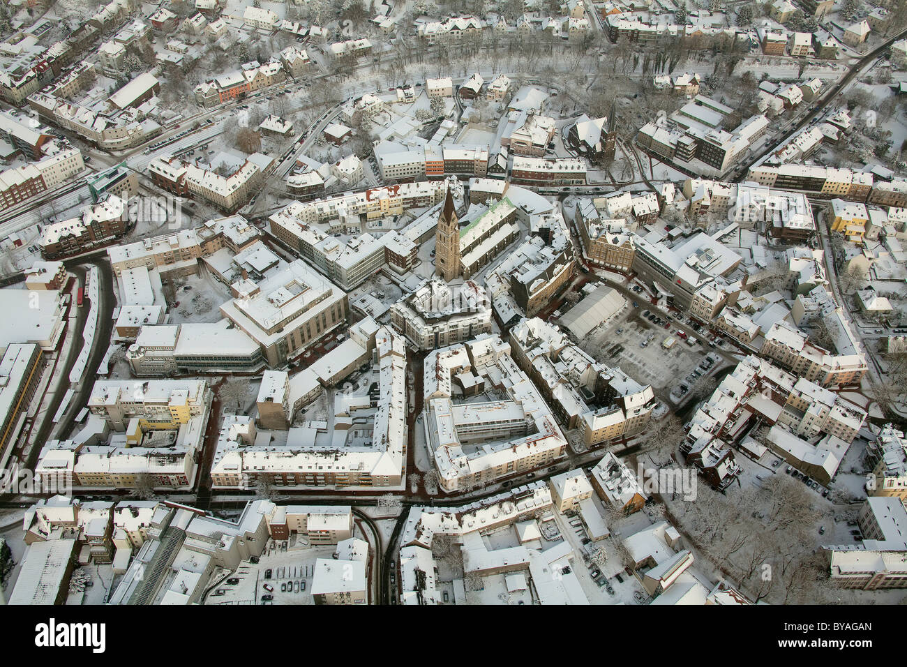 Aerial view, downtown, Castrop-Rauxel, Ruhrgebiet region, North Rhine ...