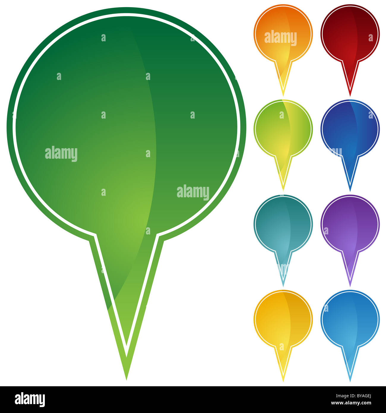 Set of 9 pushpin icons Stock Photo - Alamy