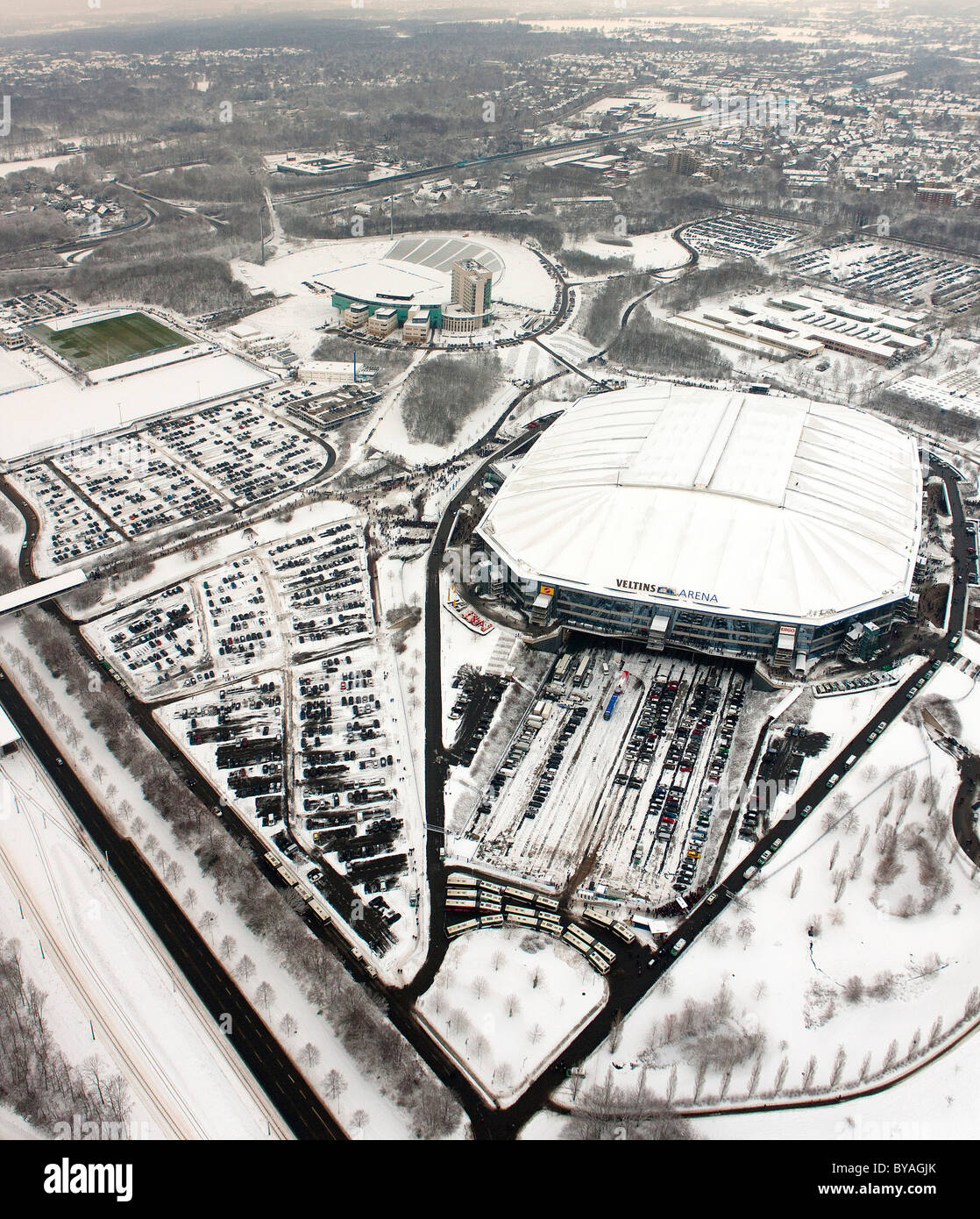 Aerial view, Veltins-Arena football stadium, also known as Schalke ...