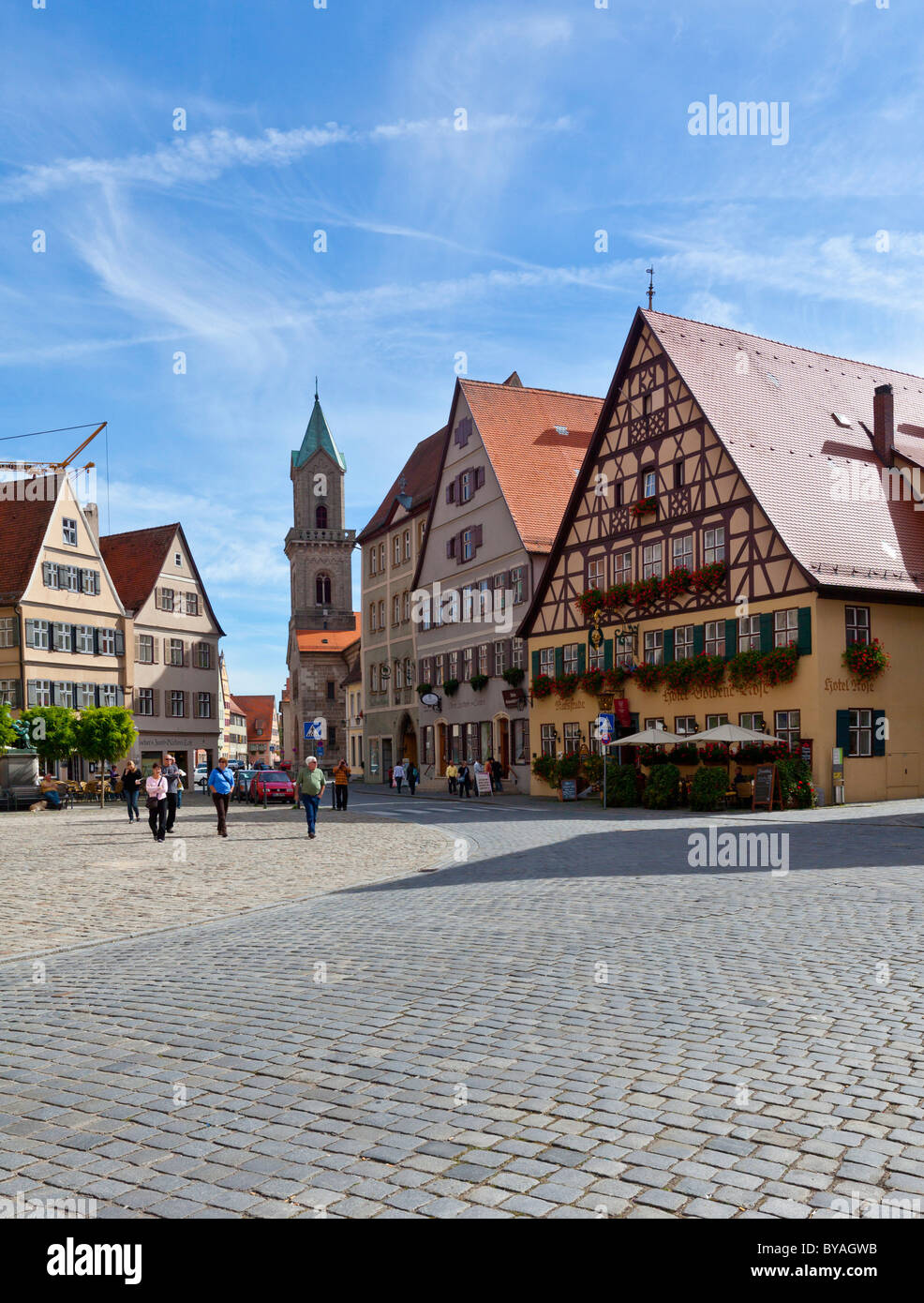 Weinmarkt square and Turmgasse street, Dinkelsbuehl, administrative ...