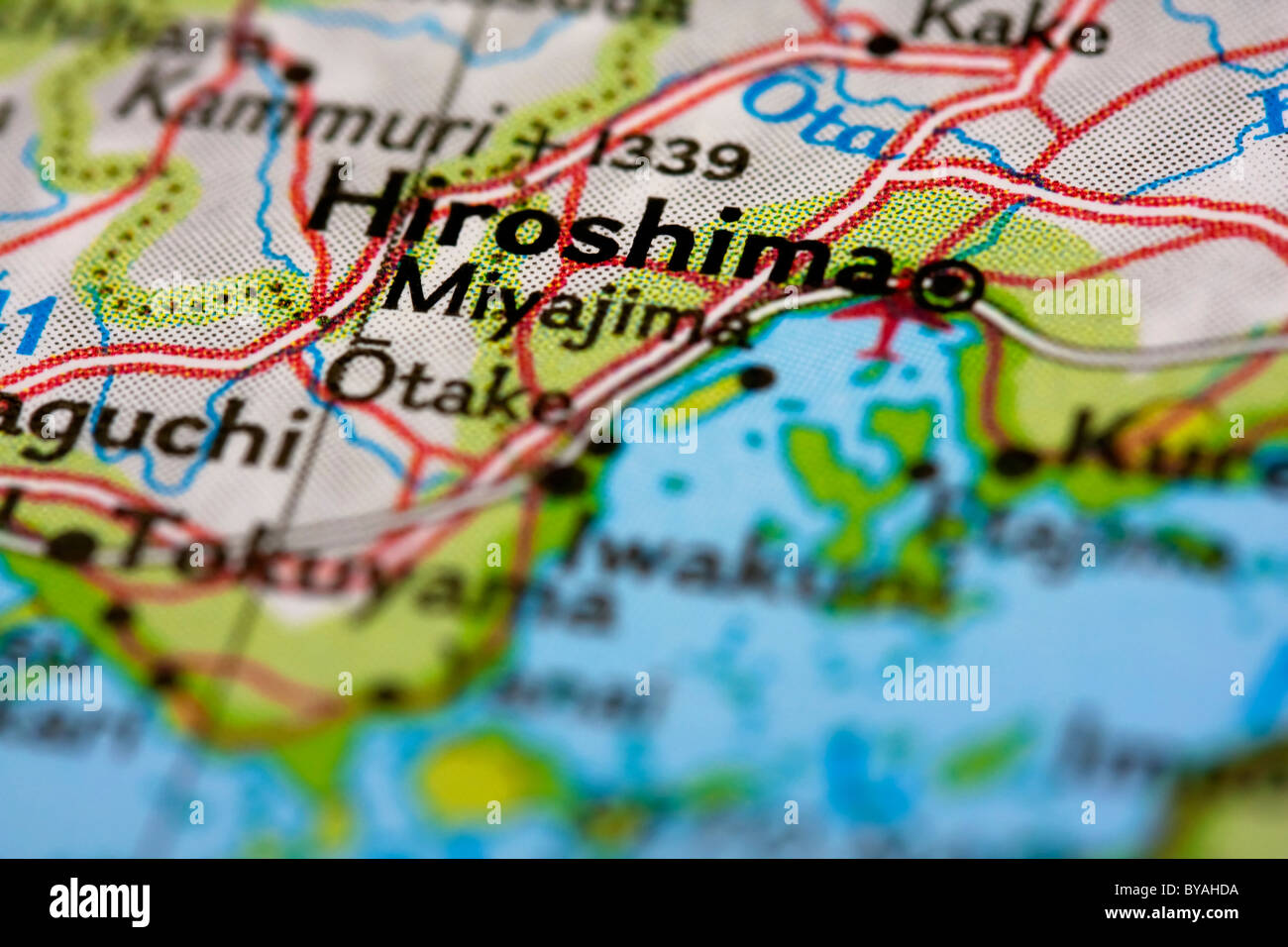 Hiroshima on the map Stock Photo - Alamy