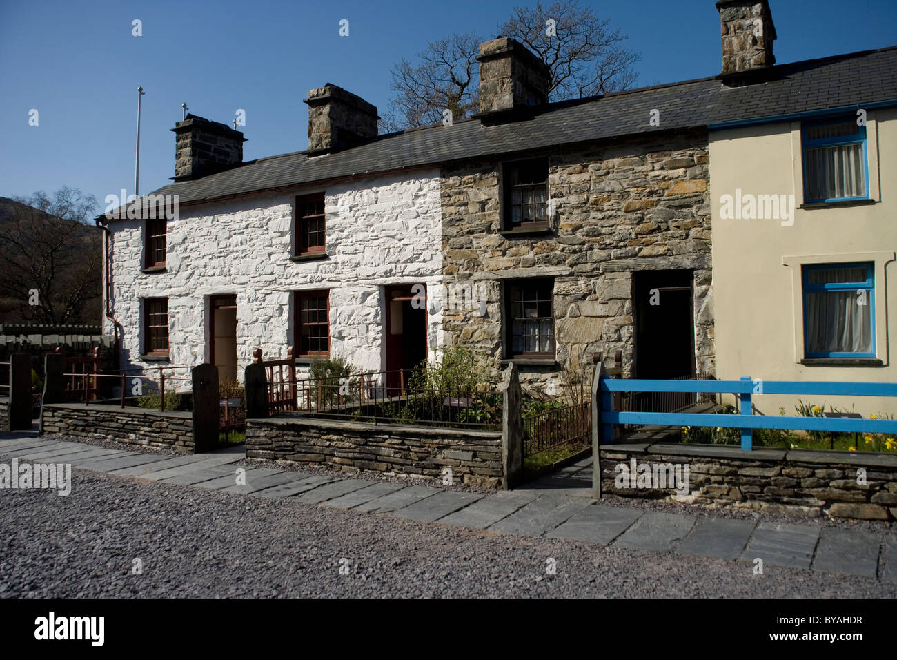 Fron Haul a row of restored slate miners cottages at the Welsh Slate ...