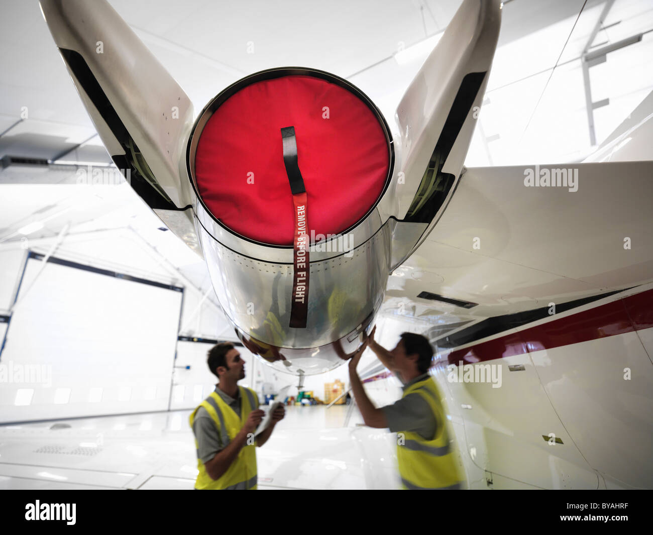 Mechanic Working On Aircraft Engine High Resolution Stock Photography ...