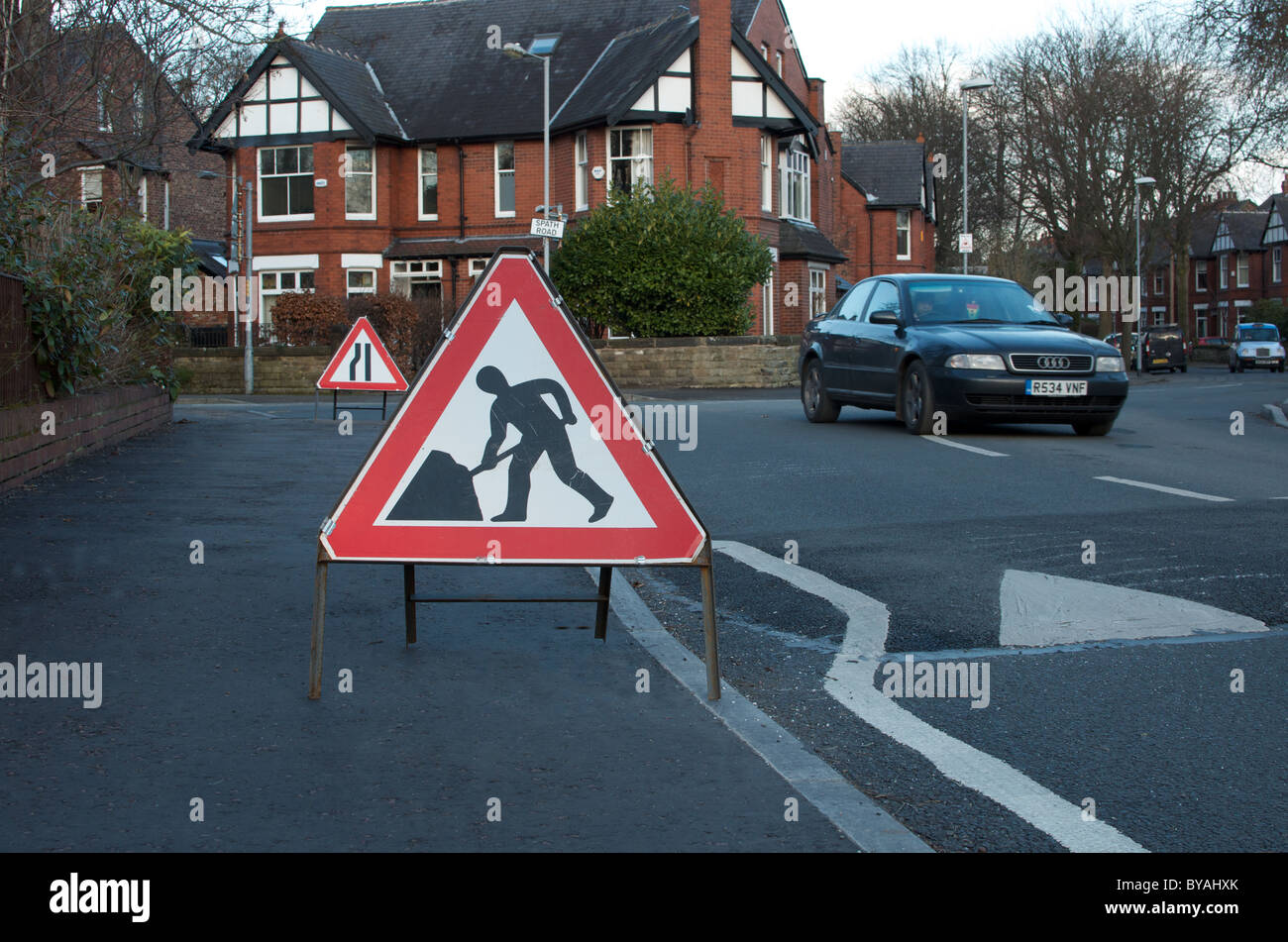 sign indicating road works ahead Stock Photo - Alamy