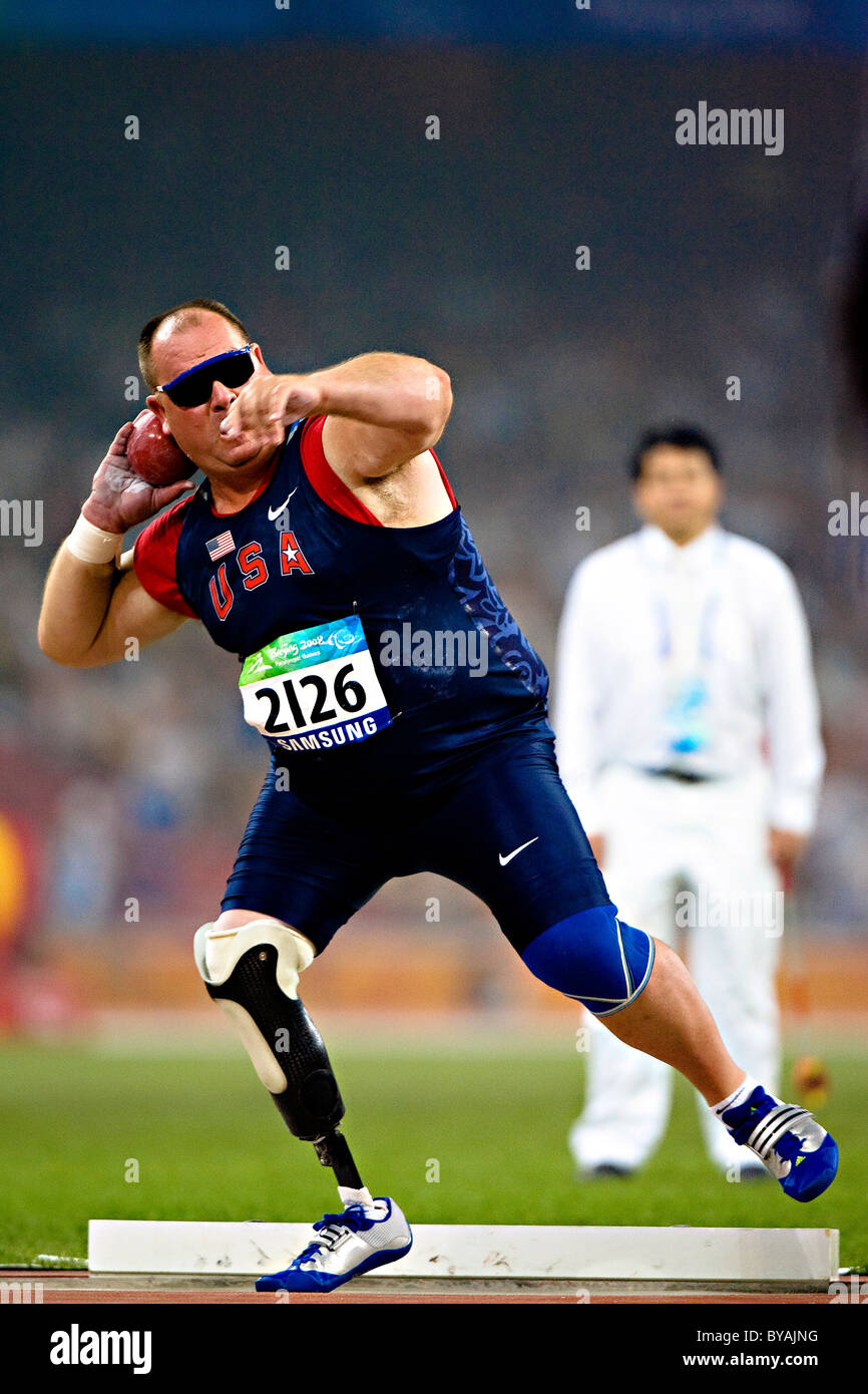 Ed Cockrell USA in the men's F44 Shot Put during 2008 Beijing ...