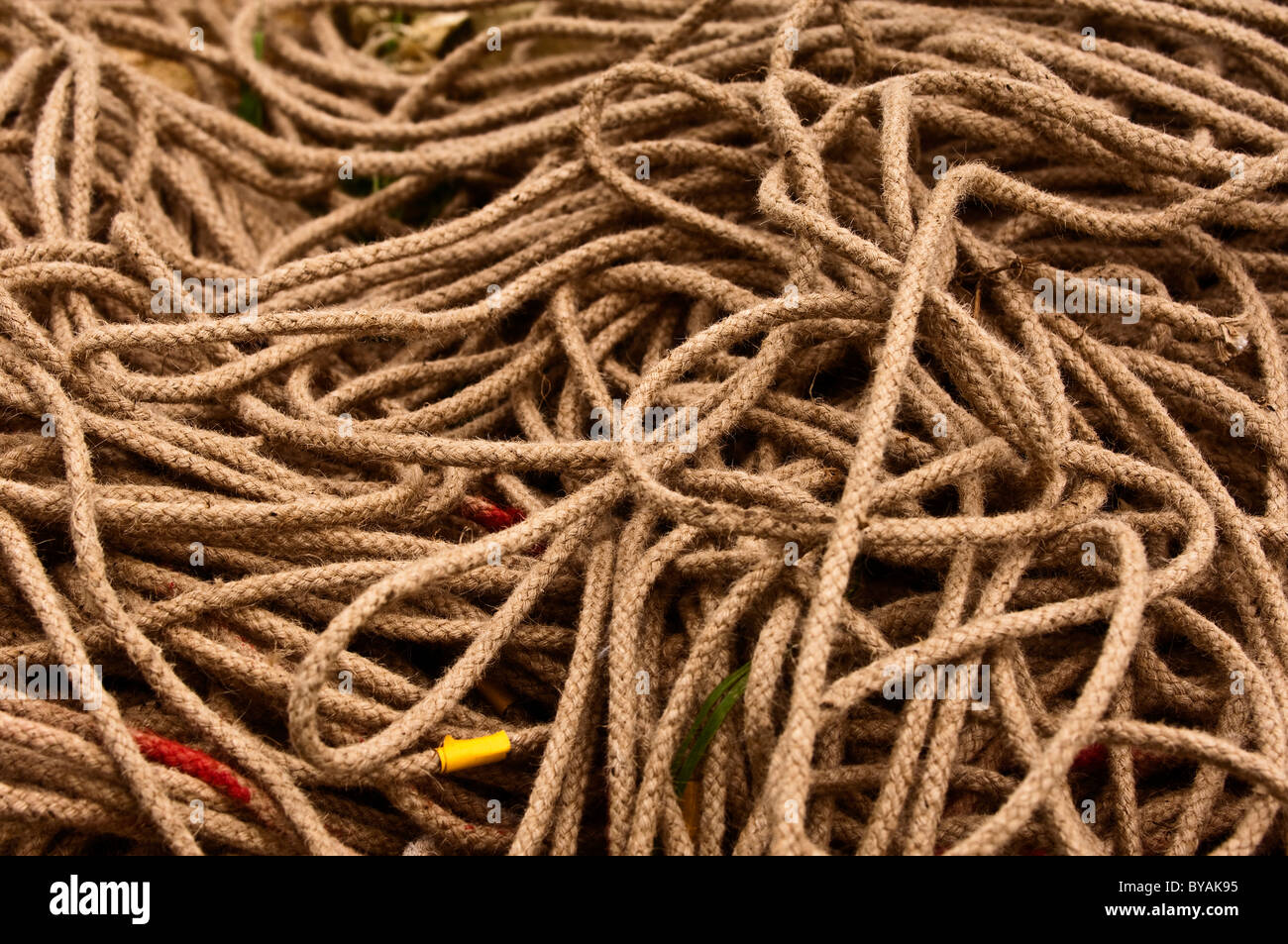 coiled jumble of rope Stock Photo - Alamy