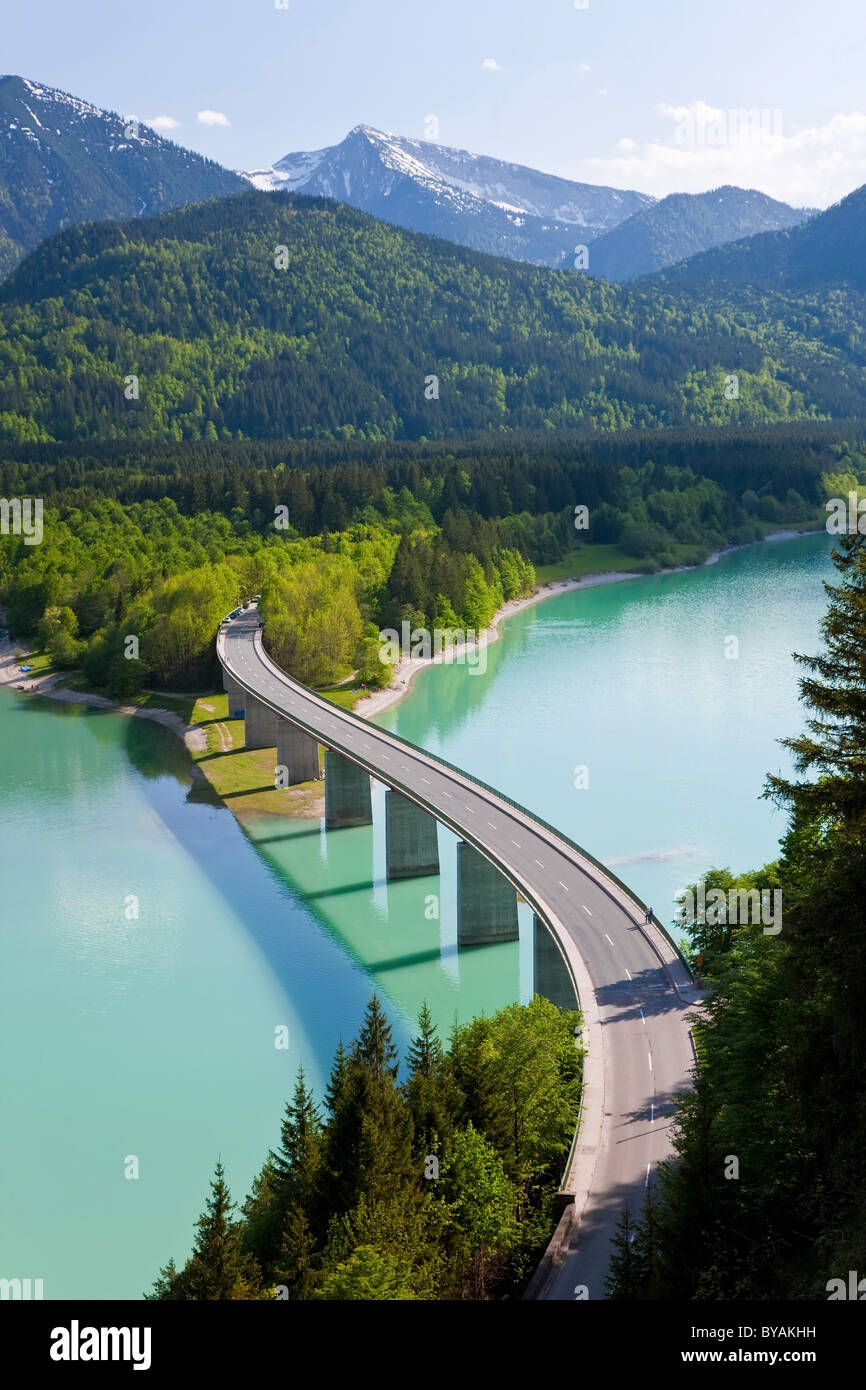 Sylvenstein Lake and Bridge Bavarian Alps Bavaria Germany Stock Photo ...