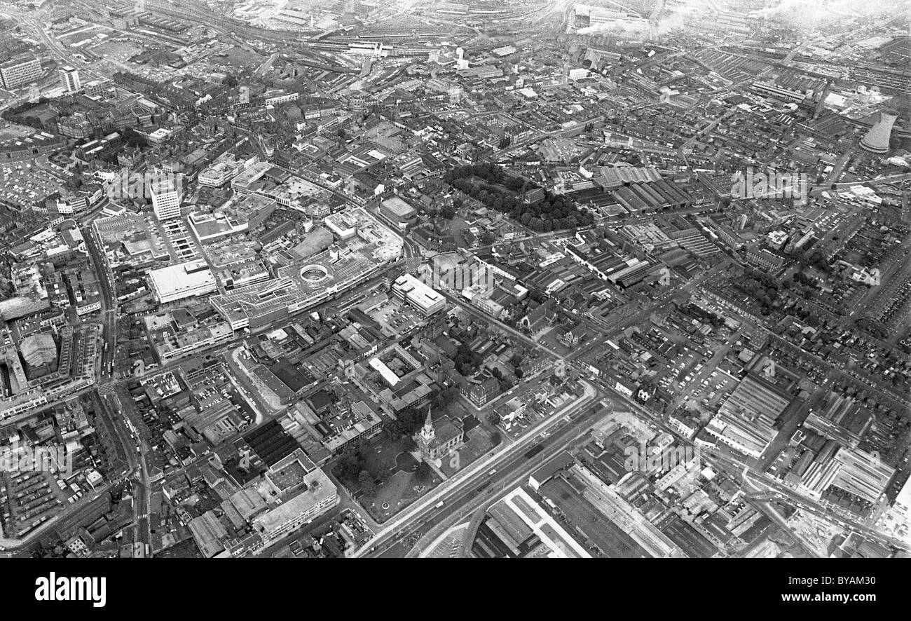 An aerial view of wolverhampton city centre Black and White Stock ...