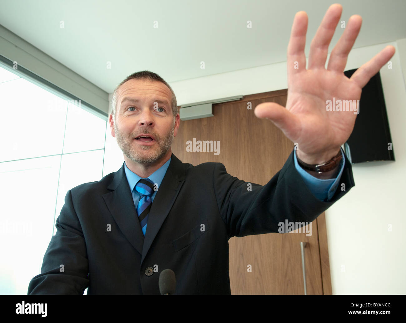Business Leader Gives Speech Stock Photo Alamy