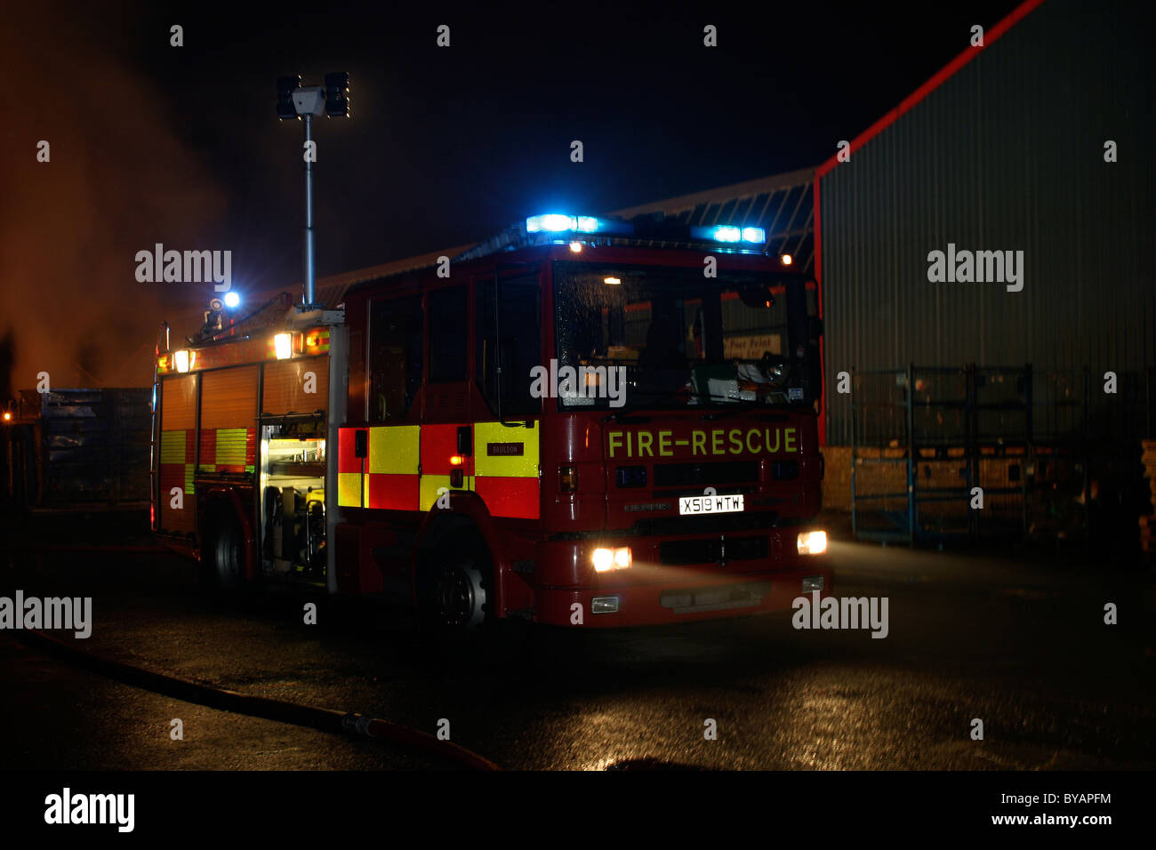 Essex fire engine at night Stock Photo - Alamy