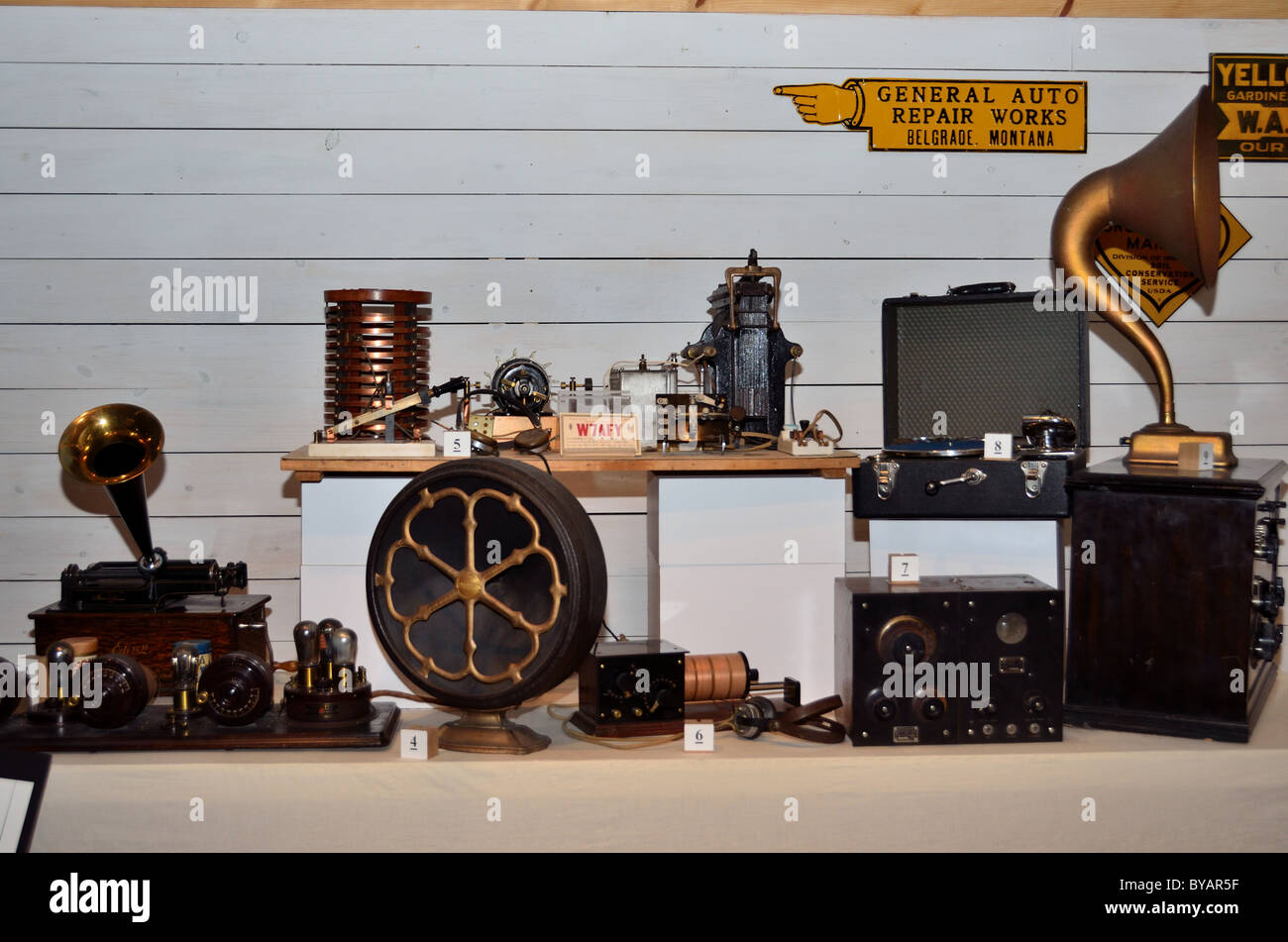 A collection of old gadgets in display. Museum of Rockies, Bozeman ...