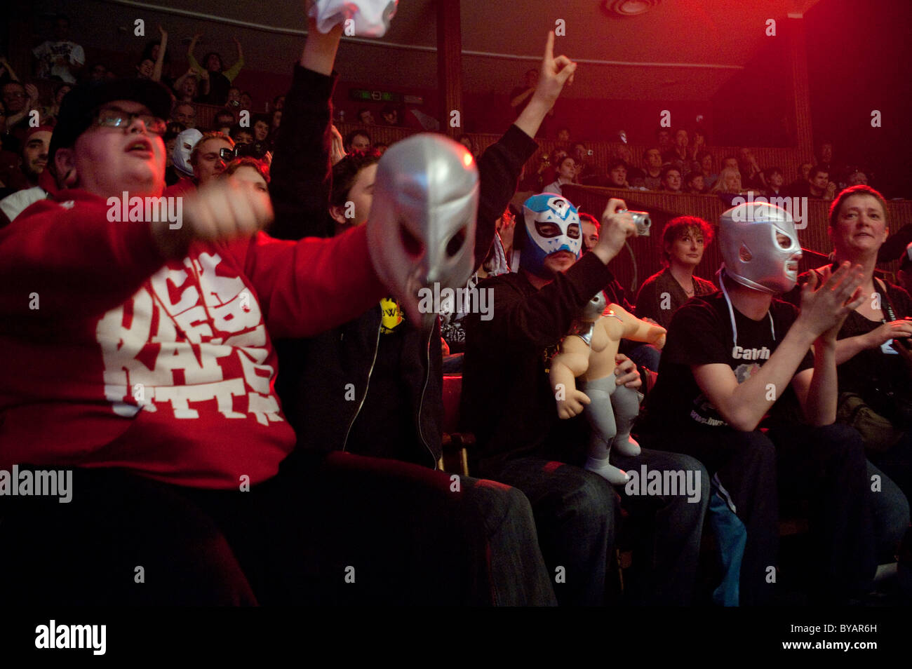 Group of Lucha Libre fans (Mexican wrestling) during a exhibition in ...